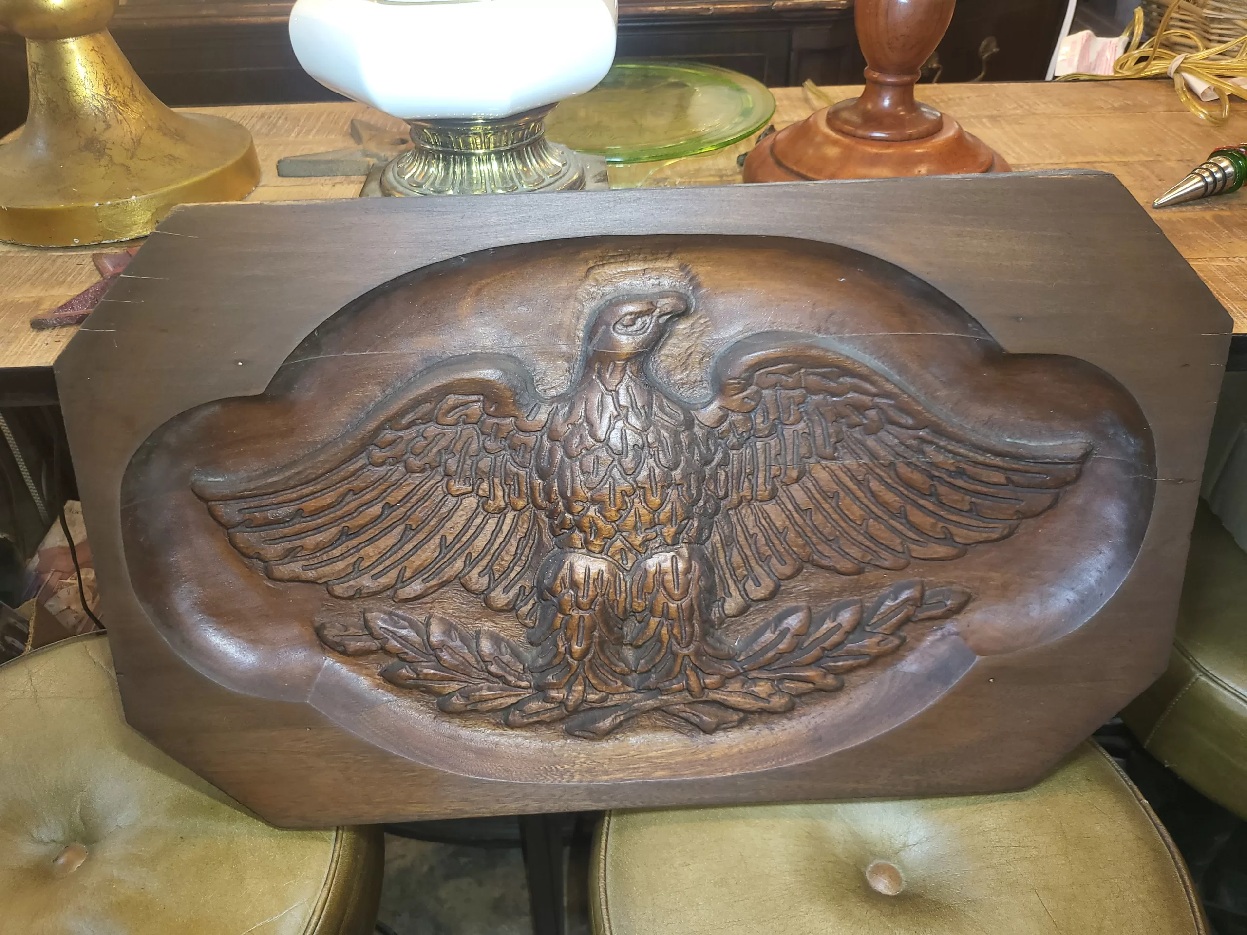 Vintage Hand Carved Wood Eagle Wall Plaque - Long Valley Traders