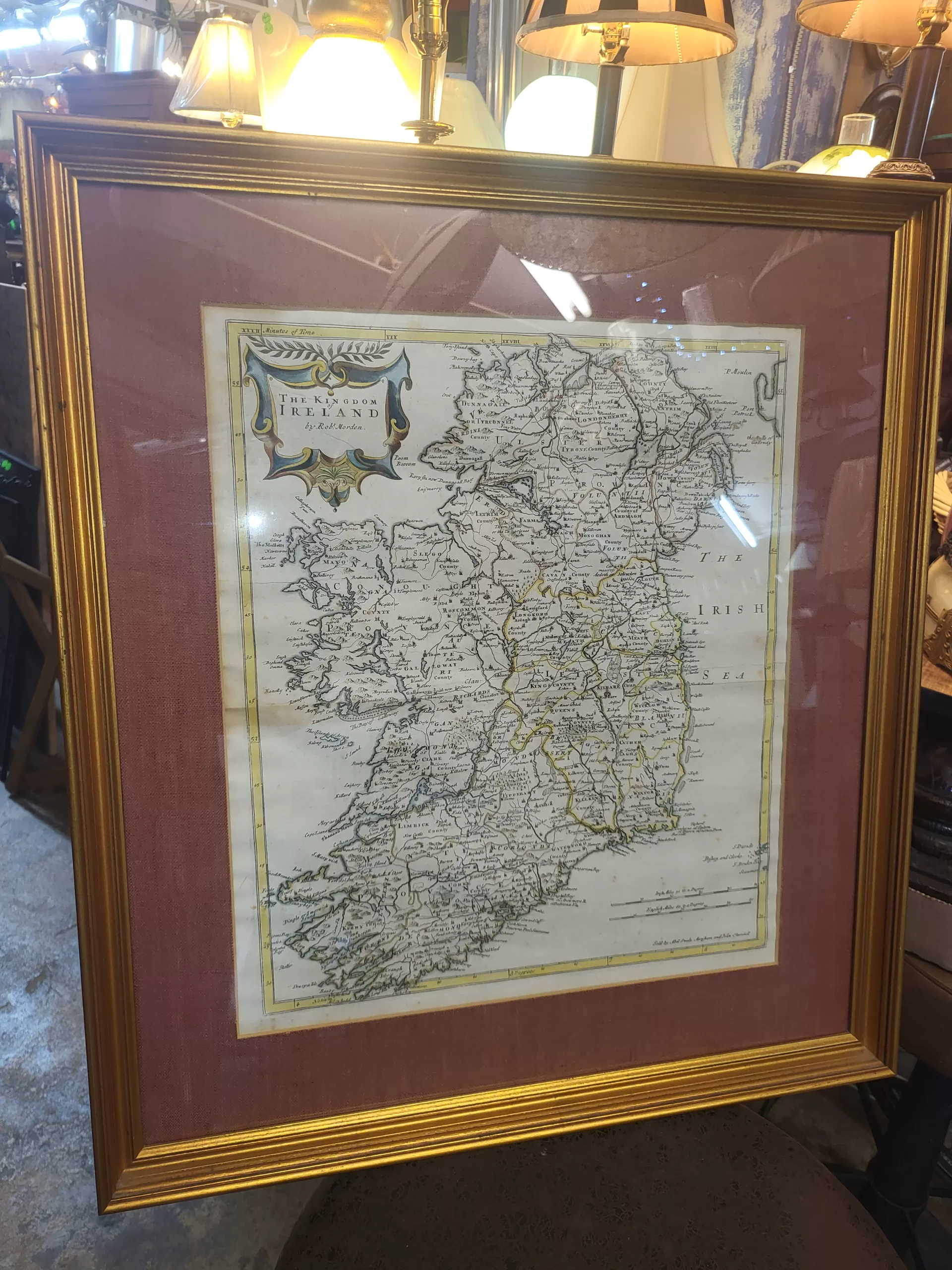 Framed Map of Ireland / Kingdom of Ireland - Long Valley Traders