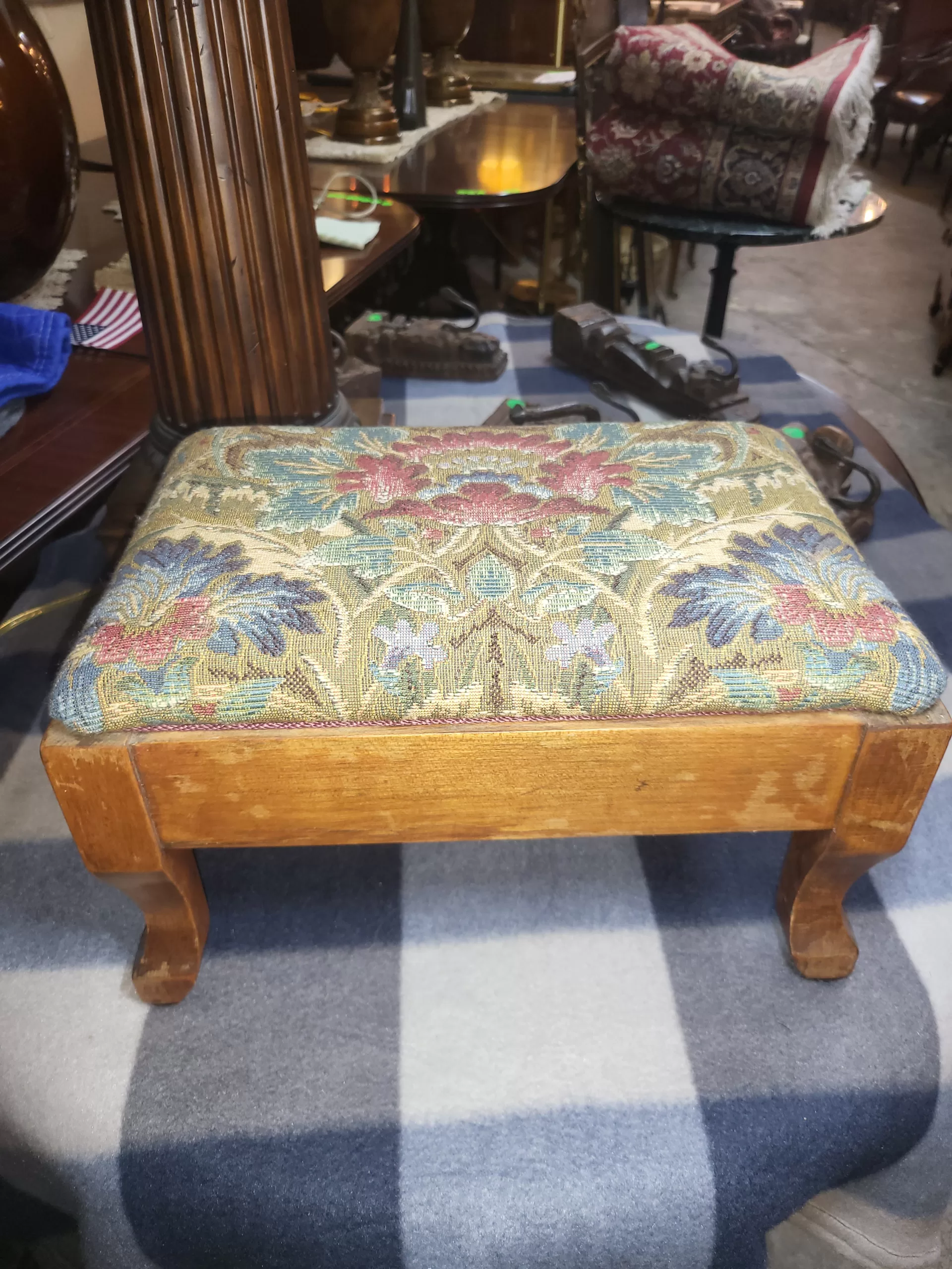 Small Custom Upholstered Footstool - Long Valley Traders