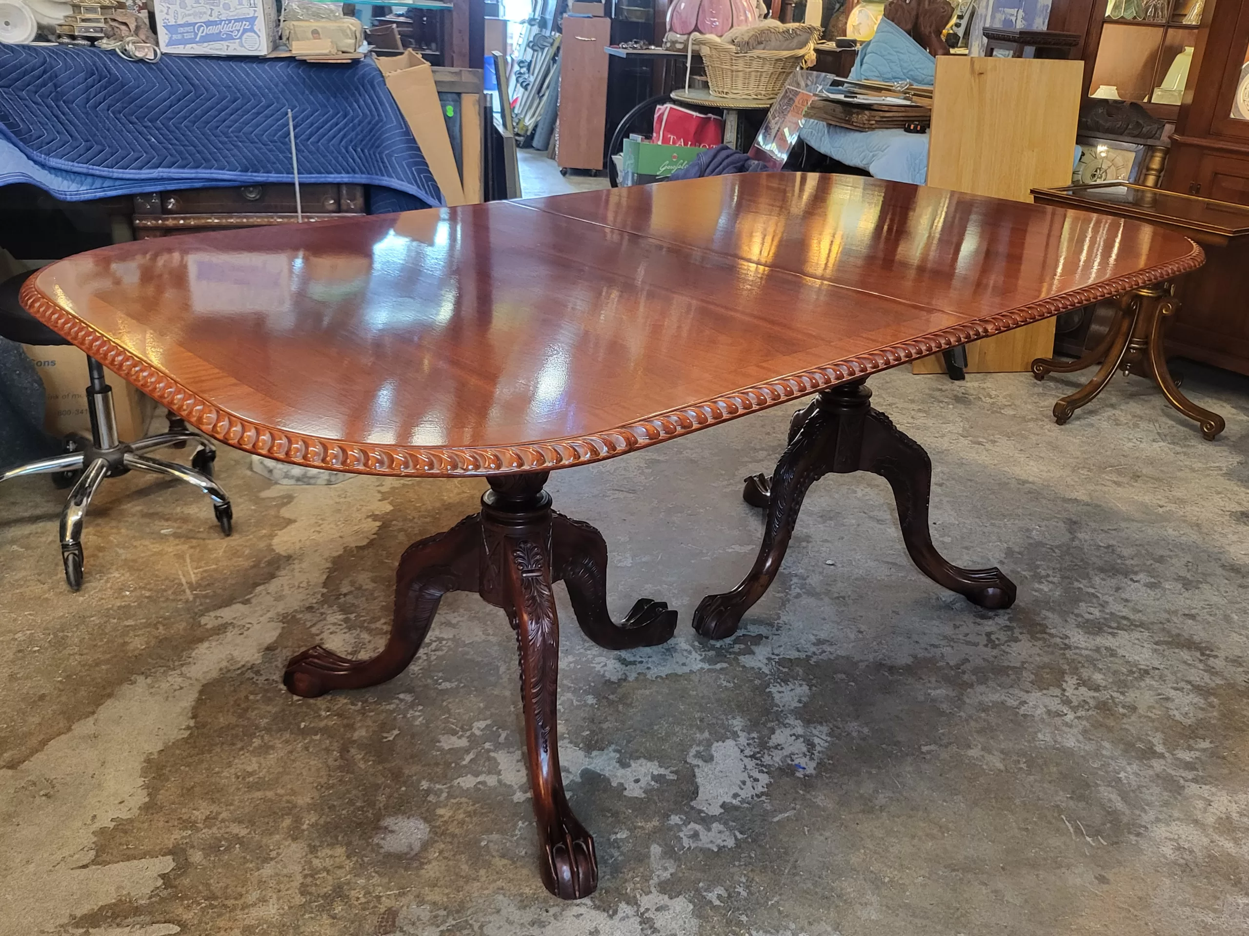 Solid Mahogany Chippendale Style Dining Room Table - Long Valley Traders