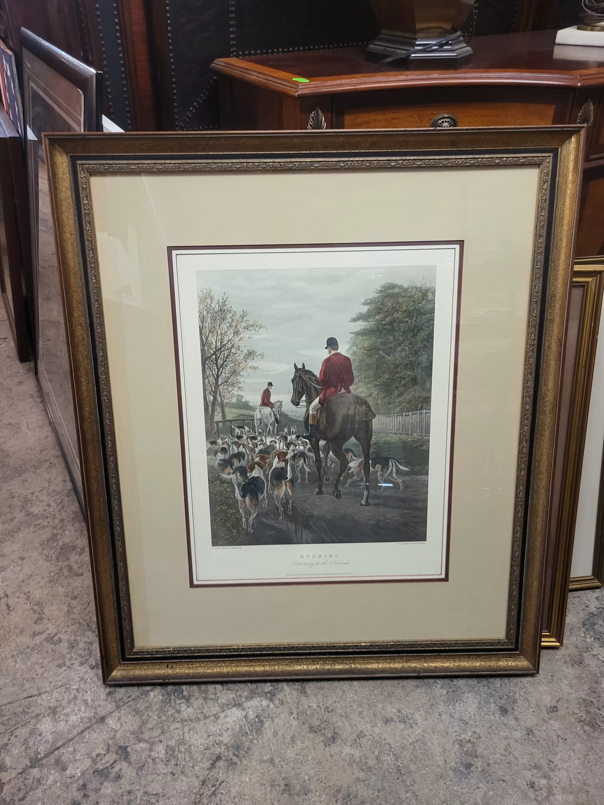Framed Print of E.A.S. Douglas "Evening" / Returning to the Kennels ...