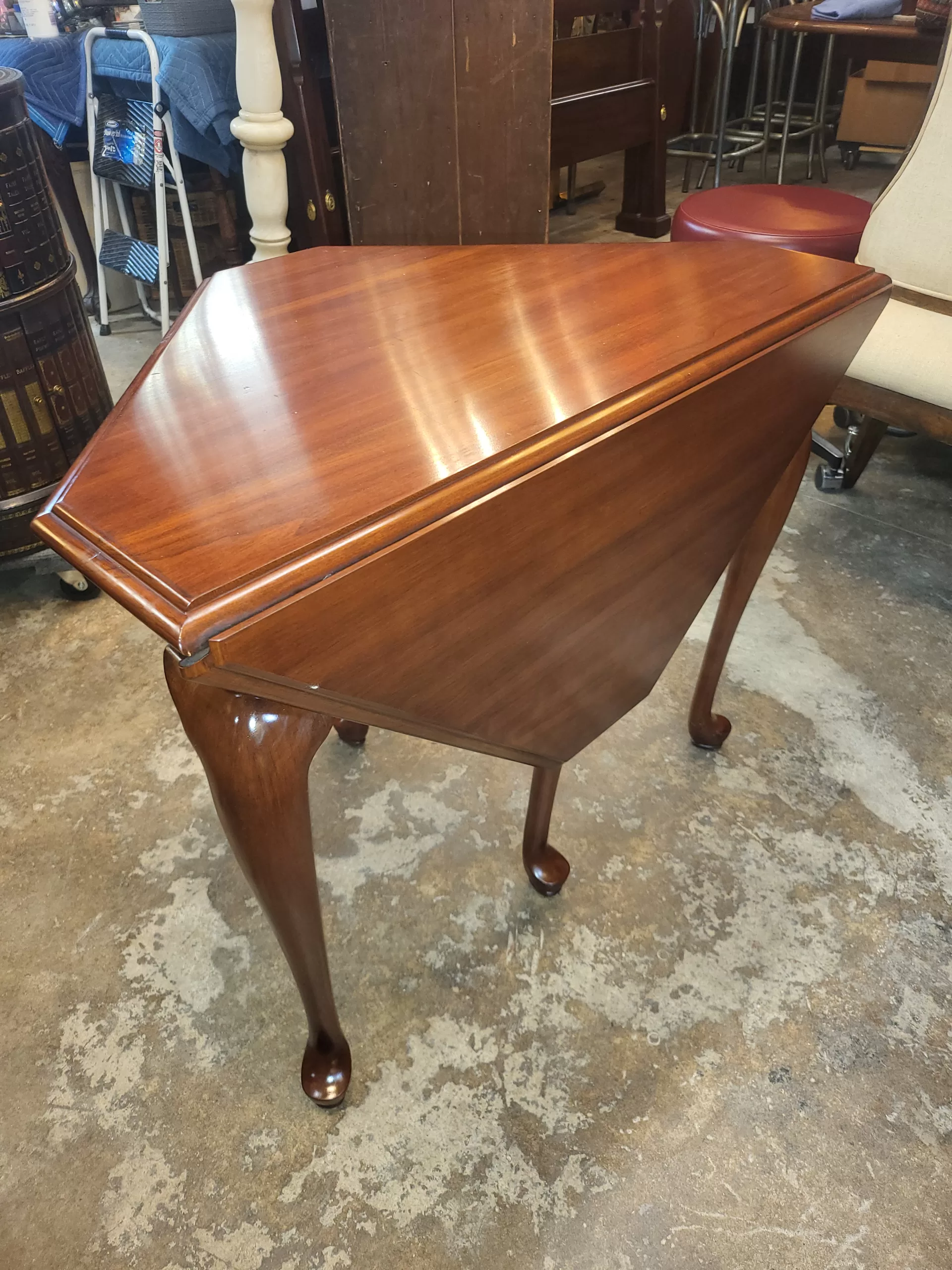 Henkel Harris Solid Cherry Handkerchief Drop Leaf Table - Long Valley ...