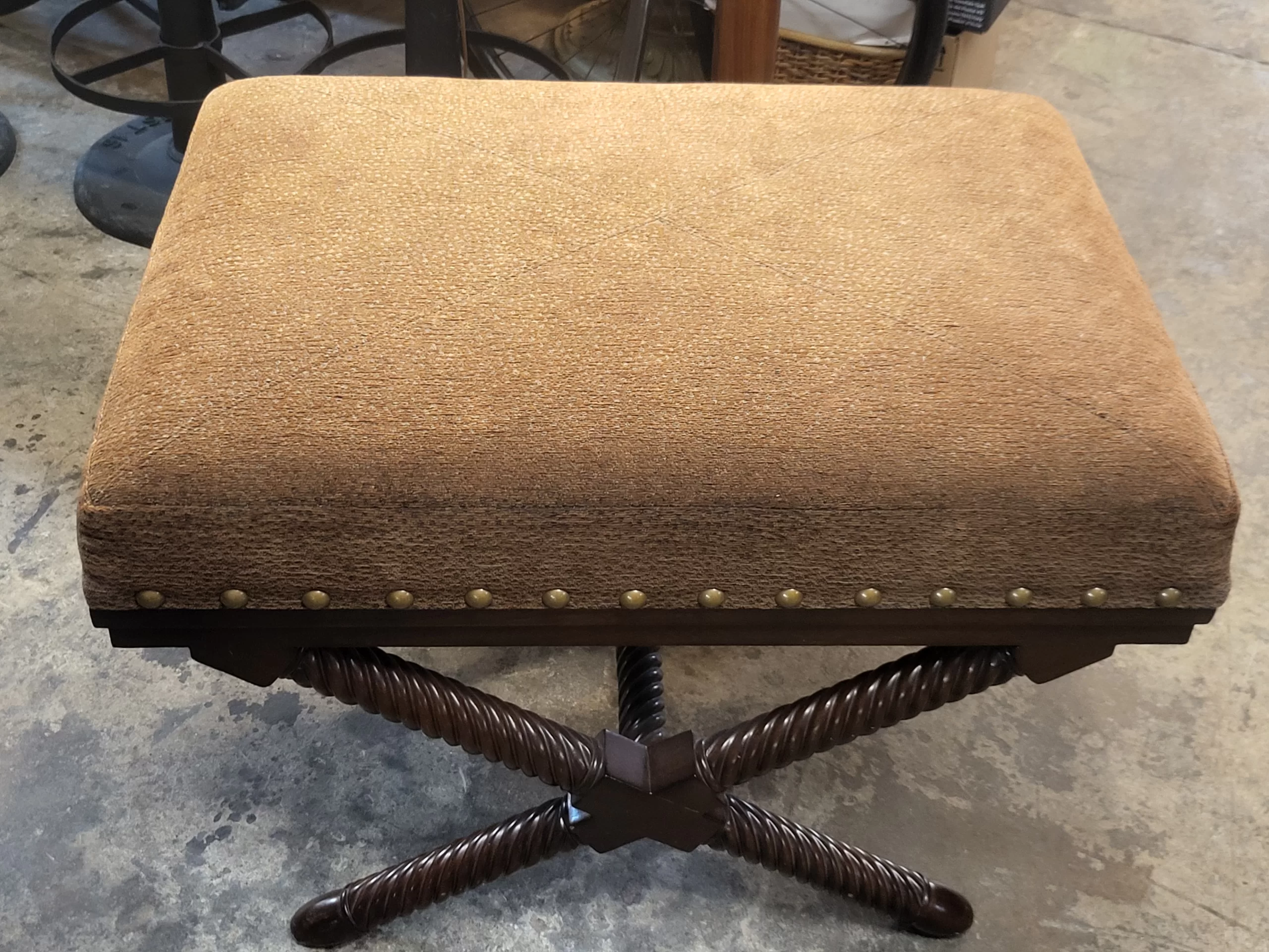 Large Modern / Like New Palecek Solid Mahogany Brown Ottoman - Long ...