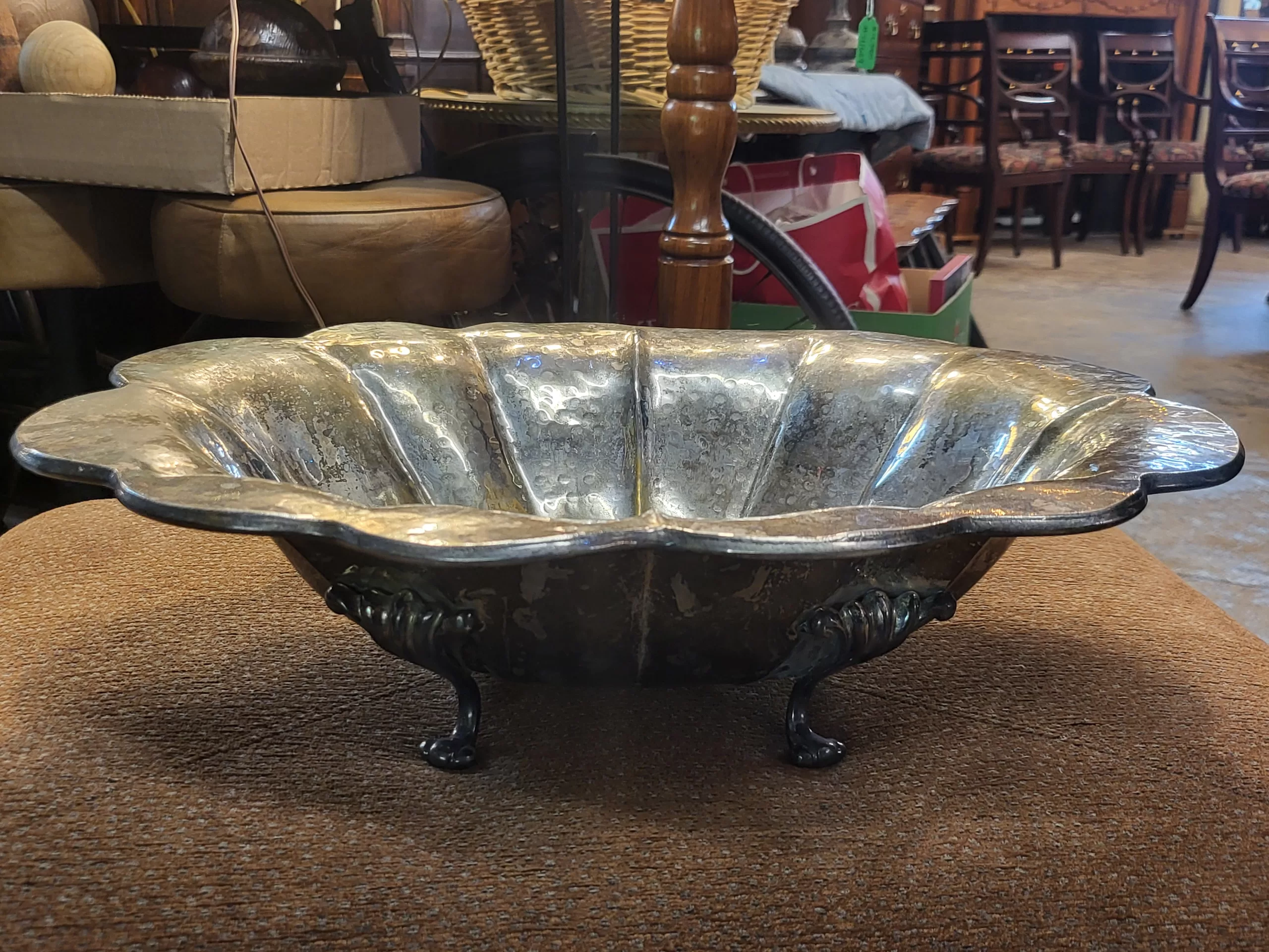 Maitland Smith Handmade Silver-Plated Scalloped / Hammered Centerpiece ...