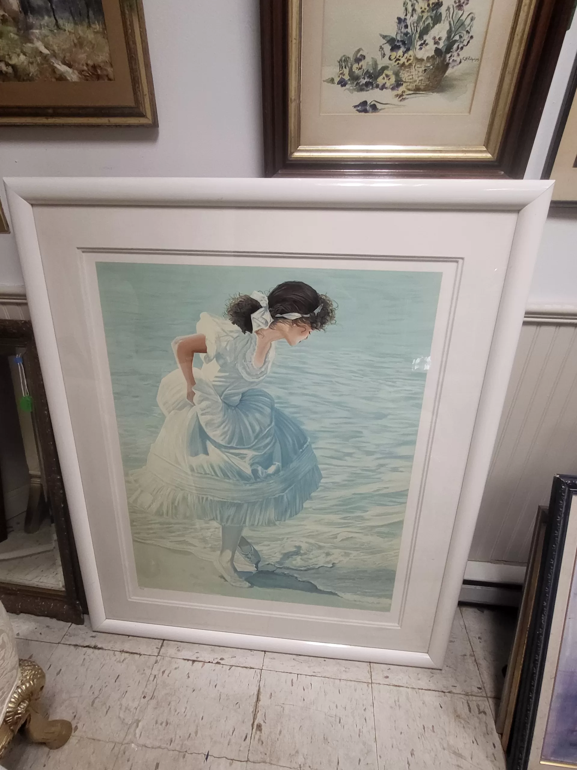 Large Framed, Signed and Numbered Susan Rios Serigraph Print "Dance ...