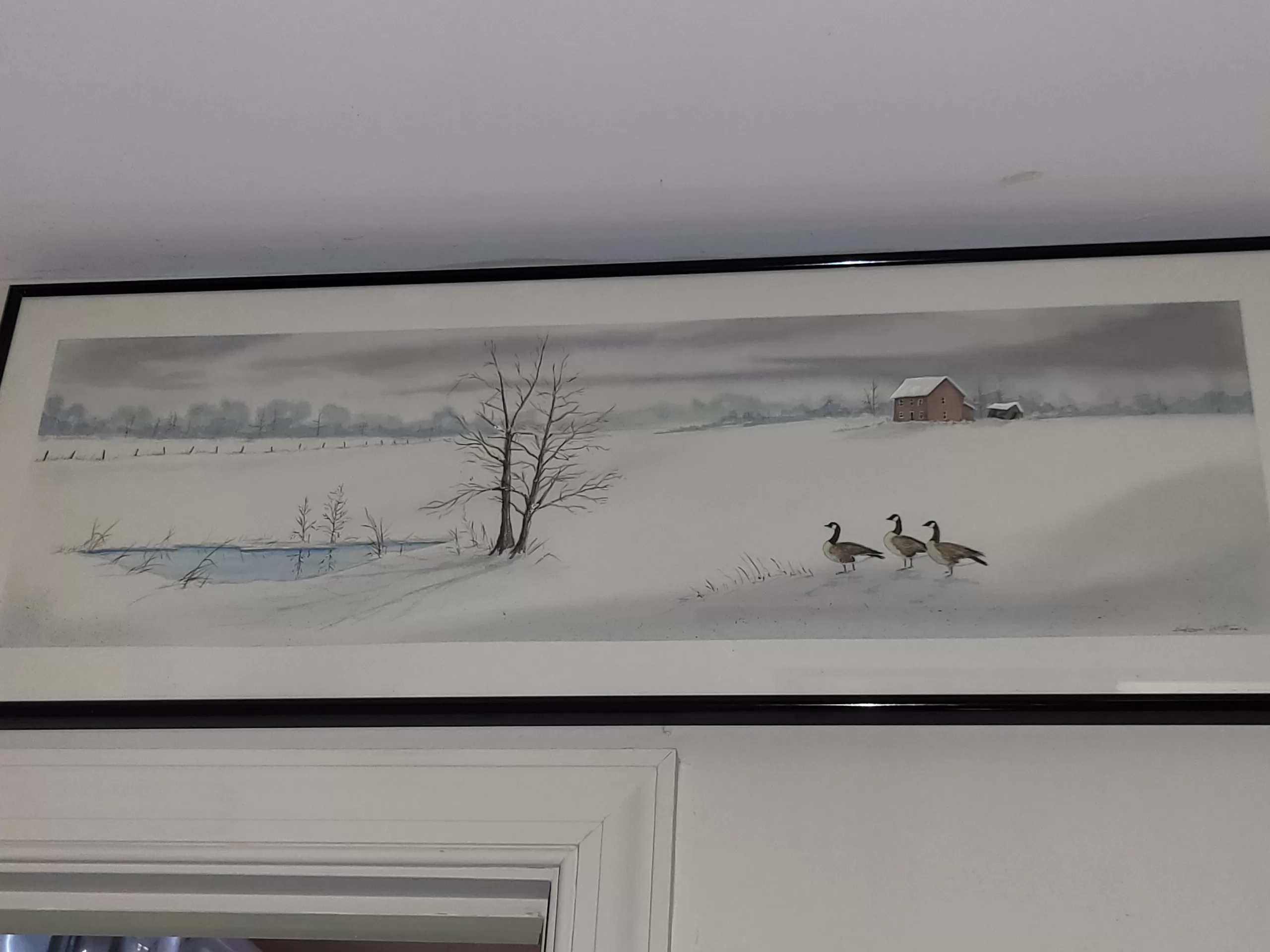 Hudson Williams Original Art Snow Scene / House / Canadian Geese ...