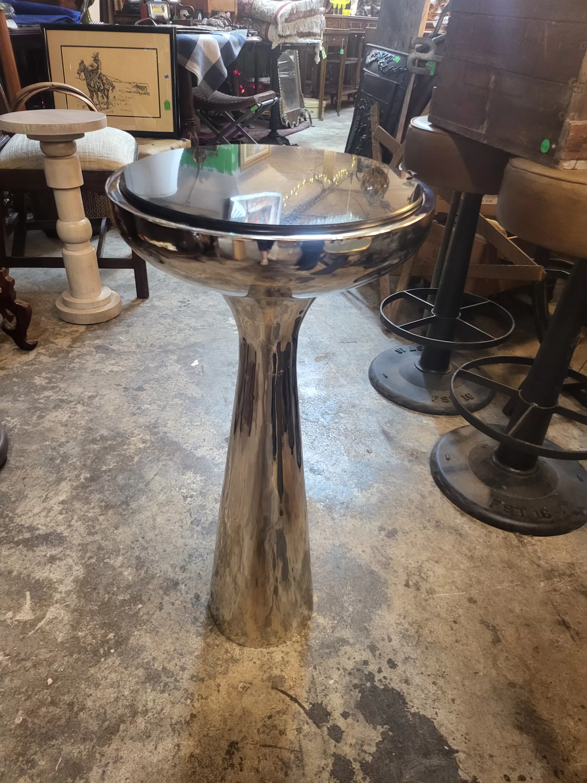 Retro Style Modern Chrome Granite Top Drinks Stand - Long Valley Traders