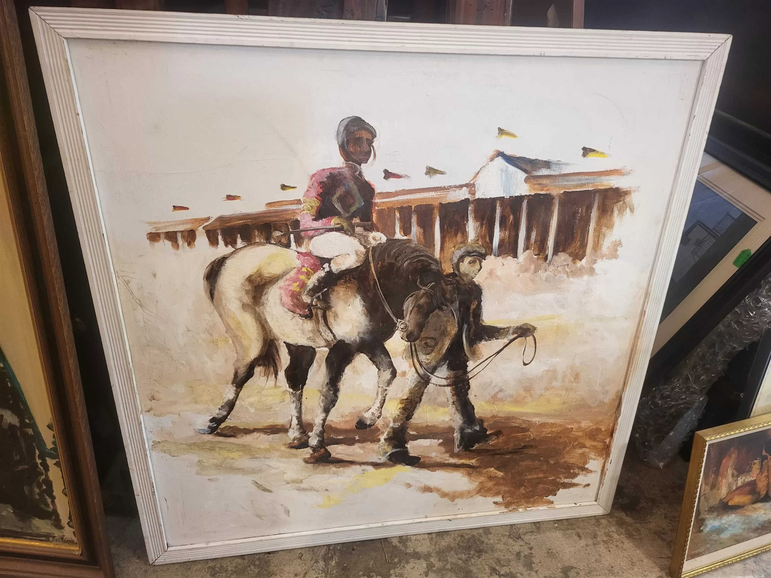 Original Art G. Sullivan Oil on Canvas Horse Racing / Jockey - Long ...