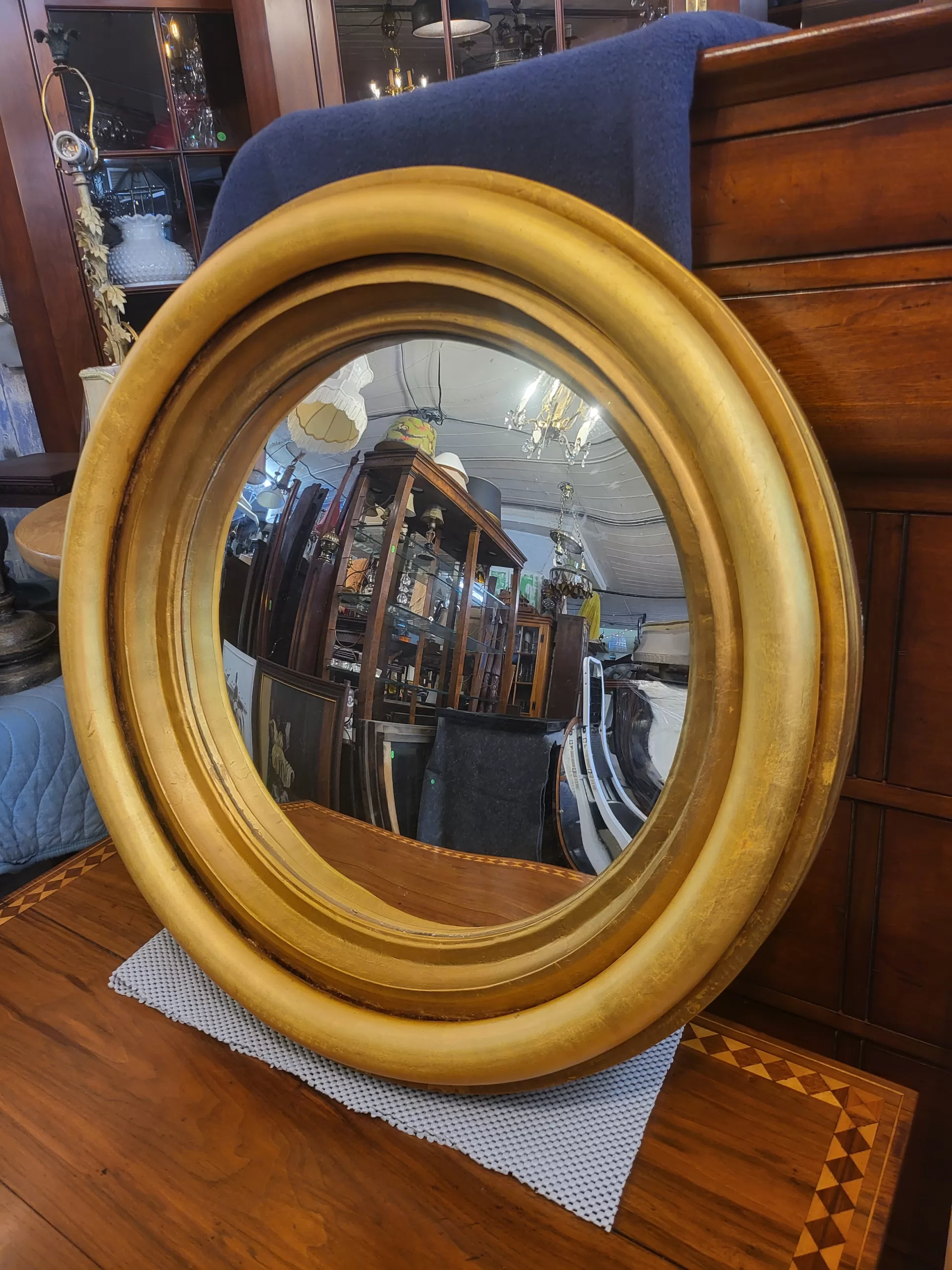 Antique Style Vintage Made Gold Painted Convex / Bullseye Mirror / Wood ...