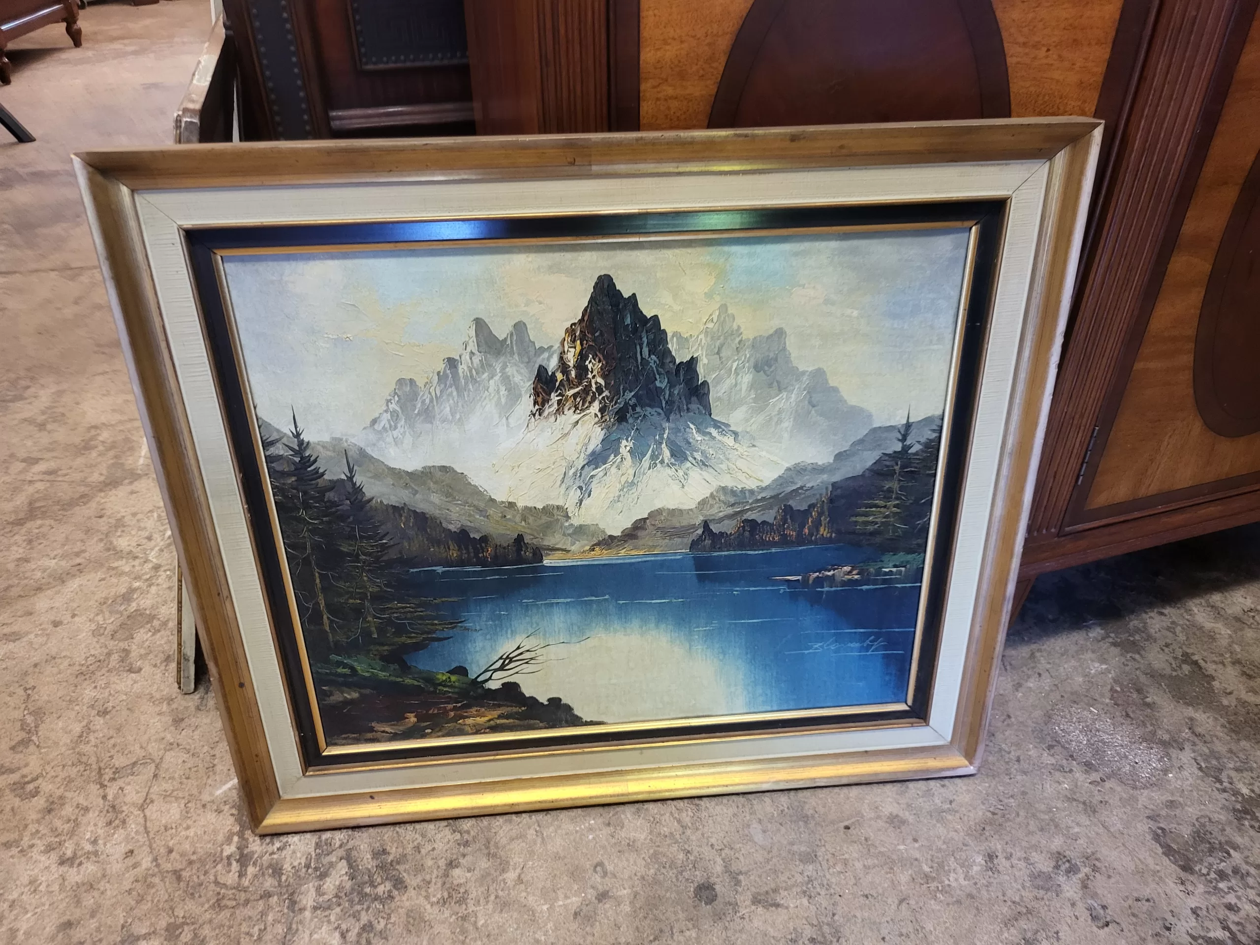 Original Art Oil on Canvas Framed and Signed - Awe Inspiring Mountain ...