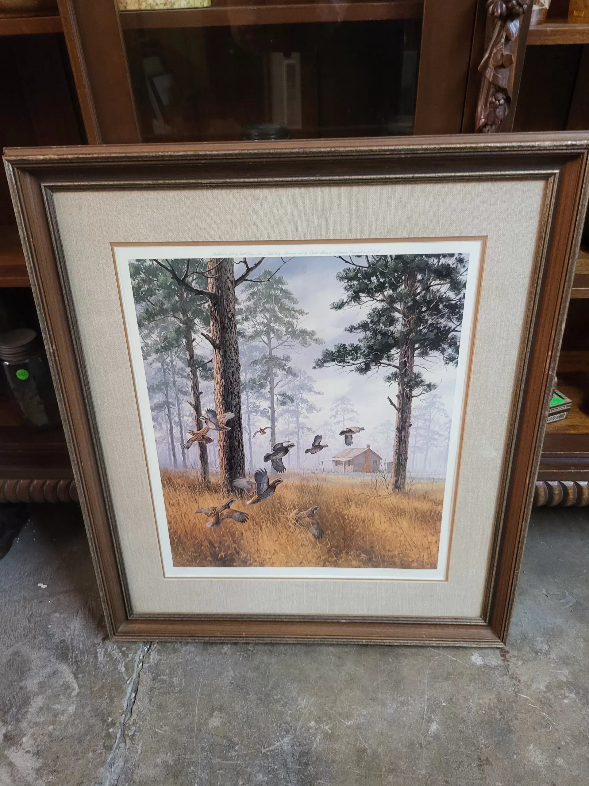 Signed, Framed and Numbered Print "Misty Morning/Quail" by Artist David ...