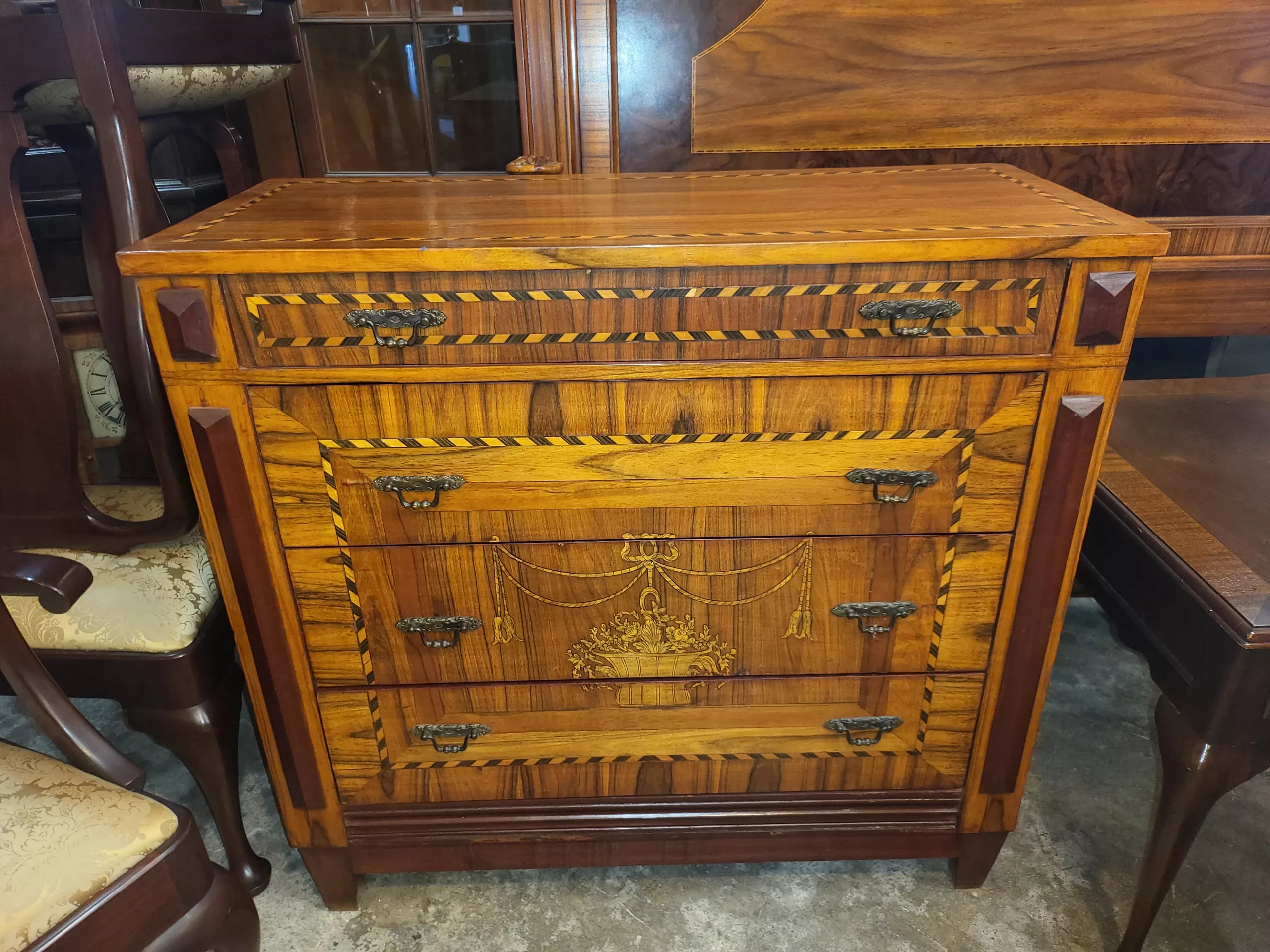 Beautiful Solid Handmade Wood Dresser with Exotic Wood / Elaborate ...