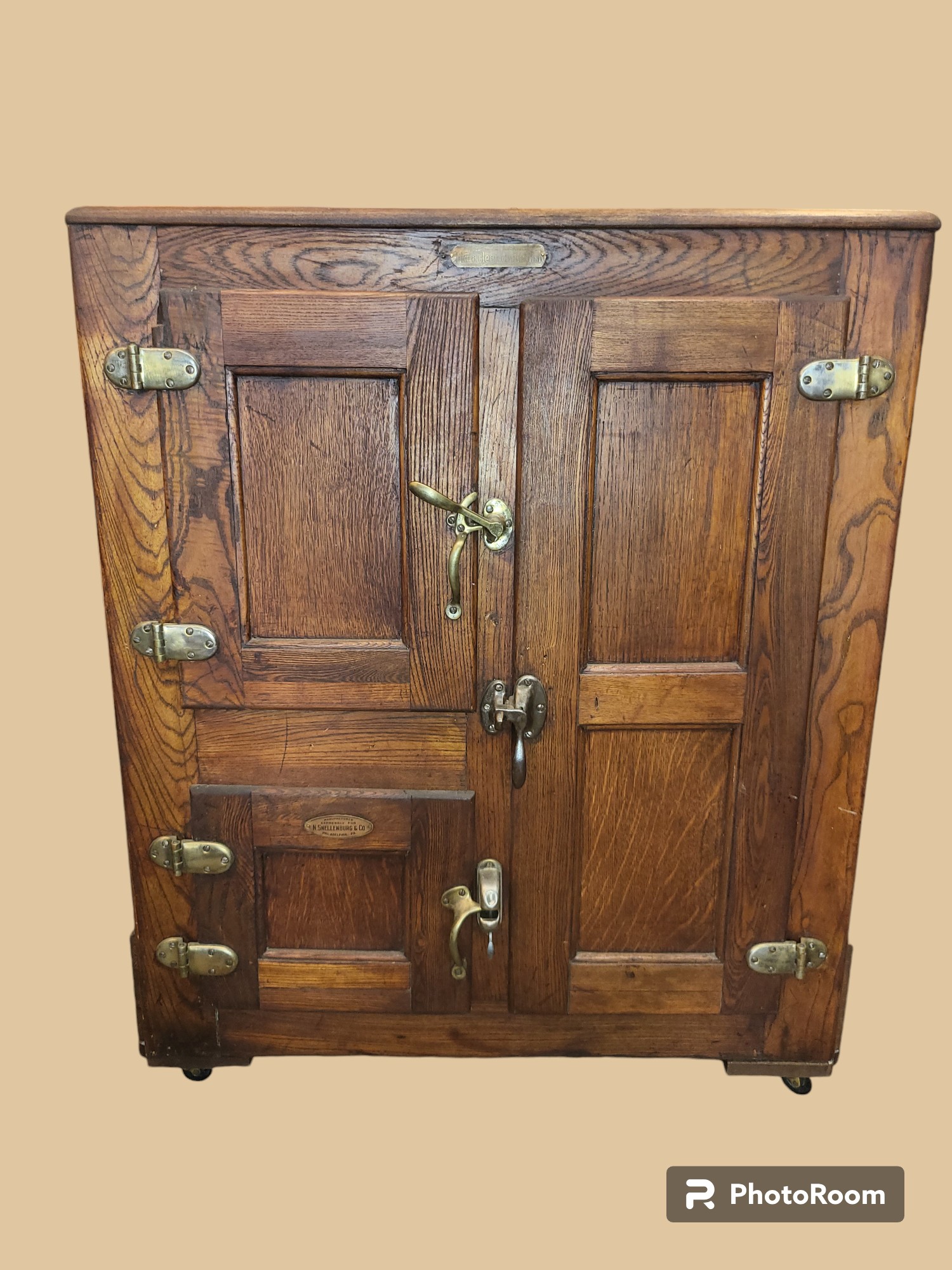 Antique Solid Oak Ice Box on Wheels - Long Valley Traders