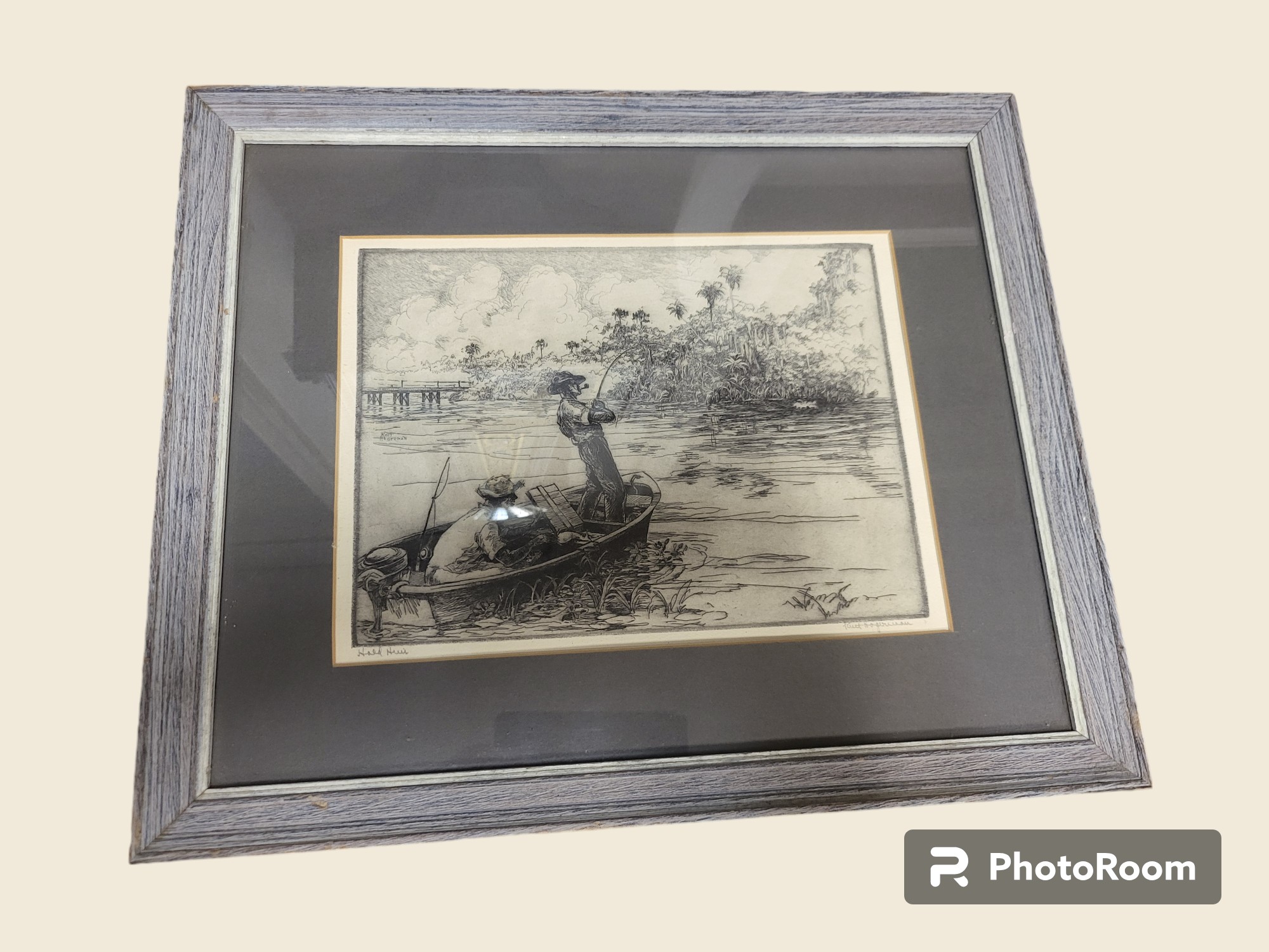 Original Art Framed and Signed Fishing / Boat Sketch - Long Valley Traders