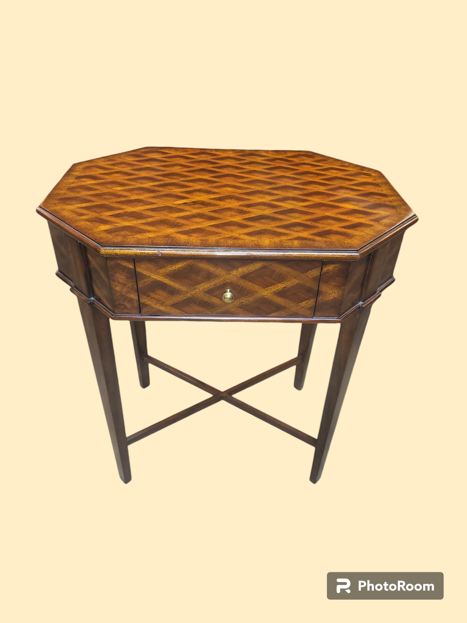 Maitland Smith End / Side Table with Inlay Pattern - Criss-Cross Design ...