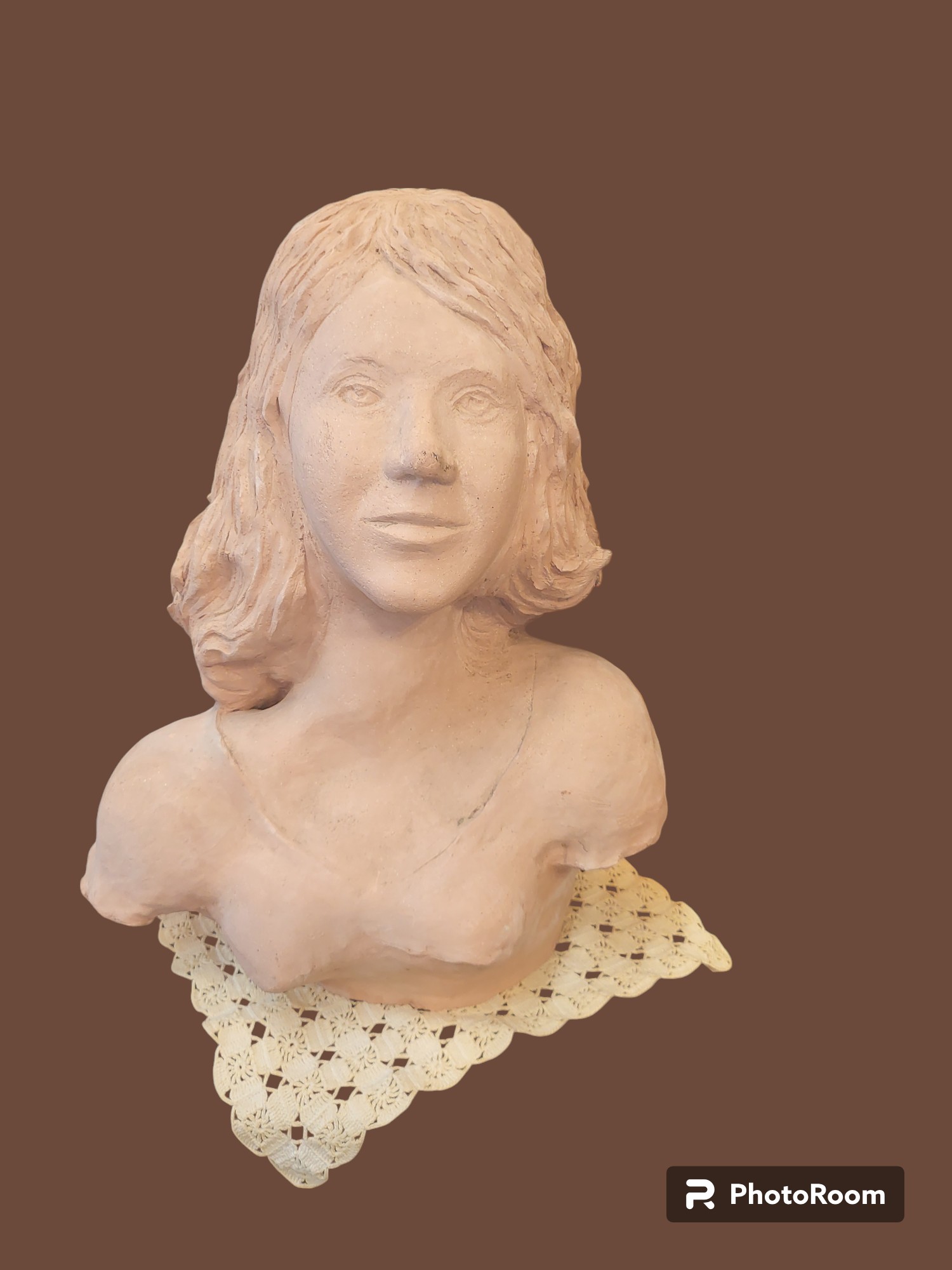 Large Artisan Hand Carved Pottery Bust of Female Head - Long Valley Traders