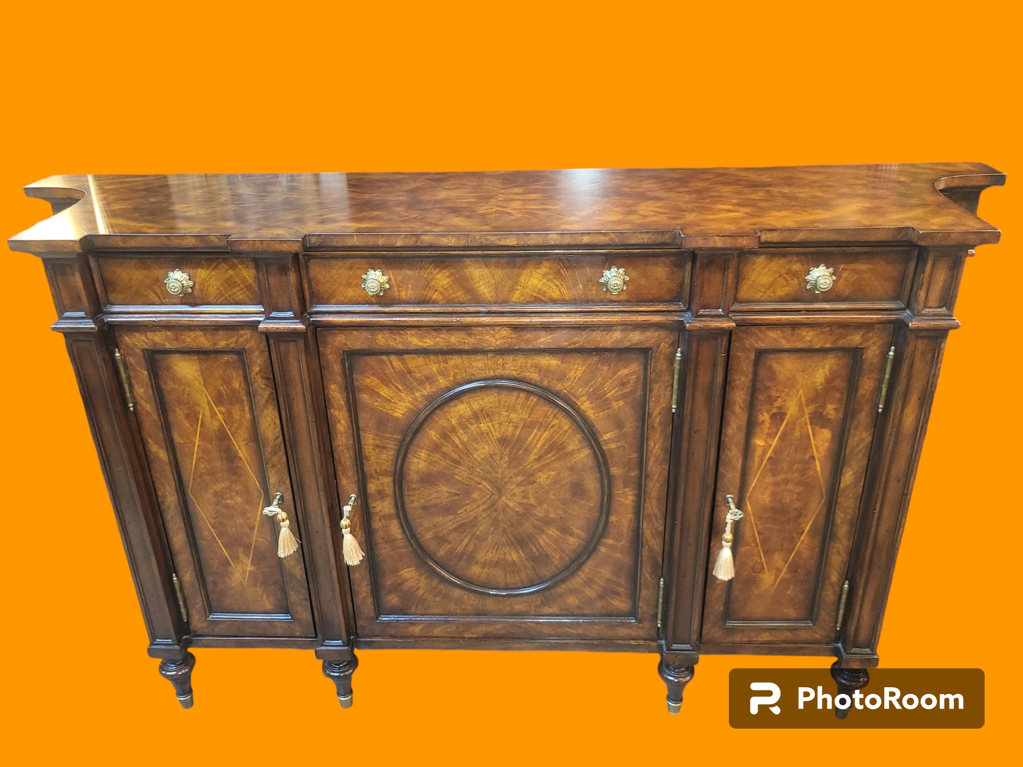 Theodore Alexander Flame Mahogany Sideboard - 3 Drawers / 3 Cabinets ...