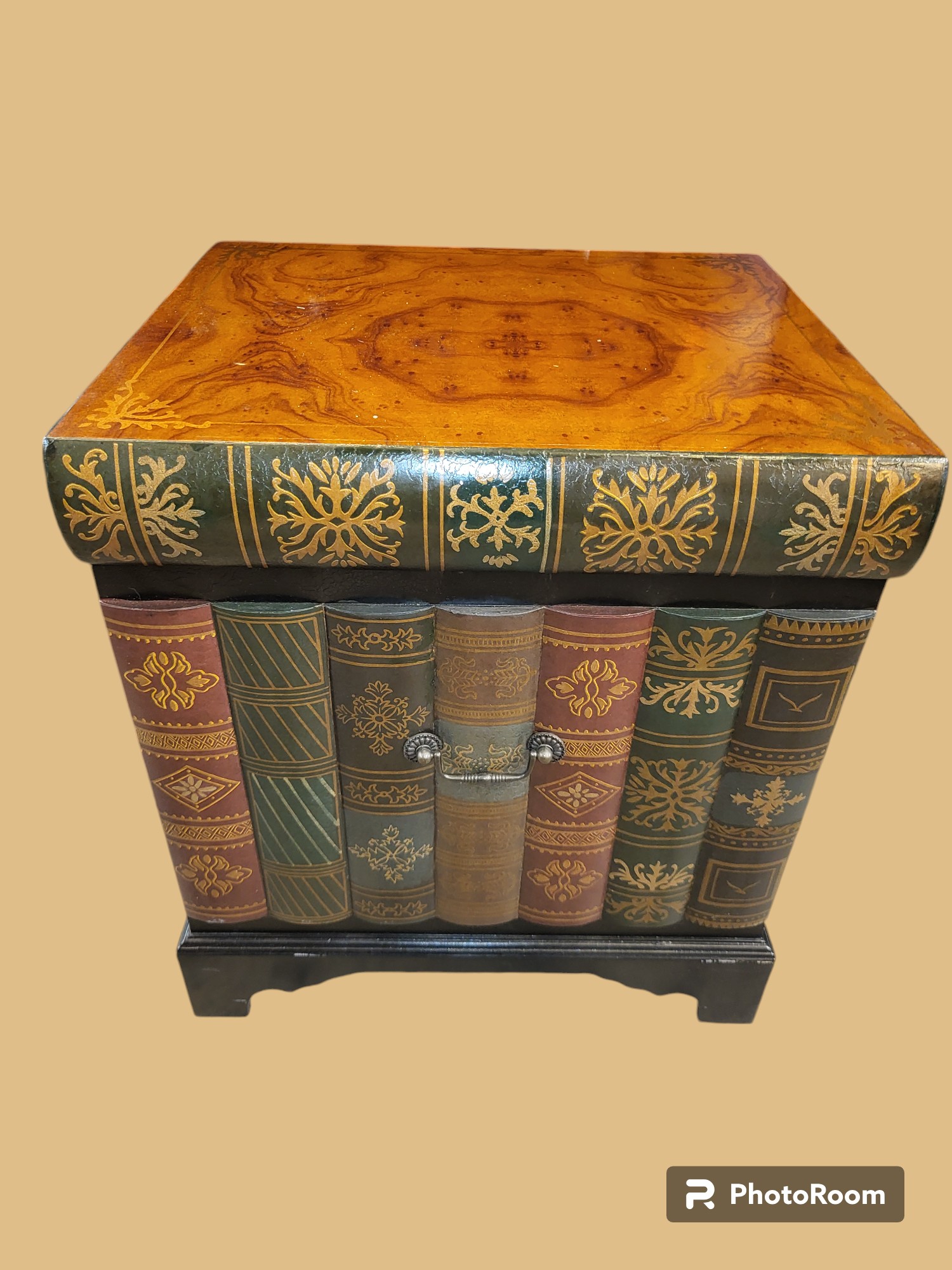 Small Solid Wood Library Style File Box / Painted Book Front - Long ...