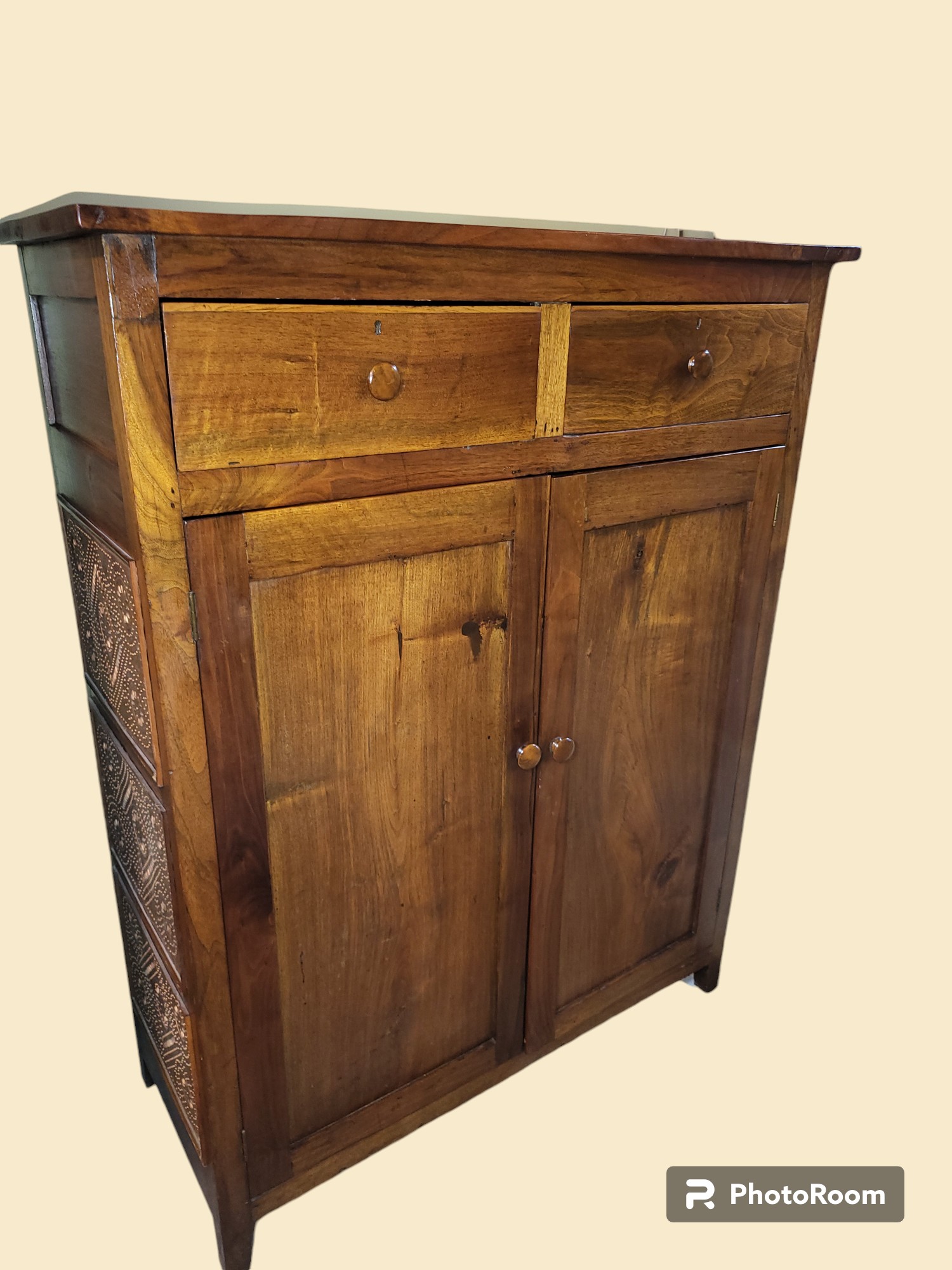 Antique Primitive / Country Cherry Wood Pie Safe with Copper Side ...