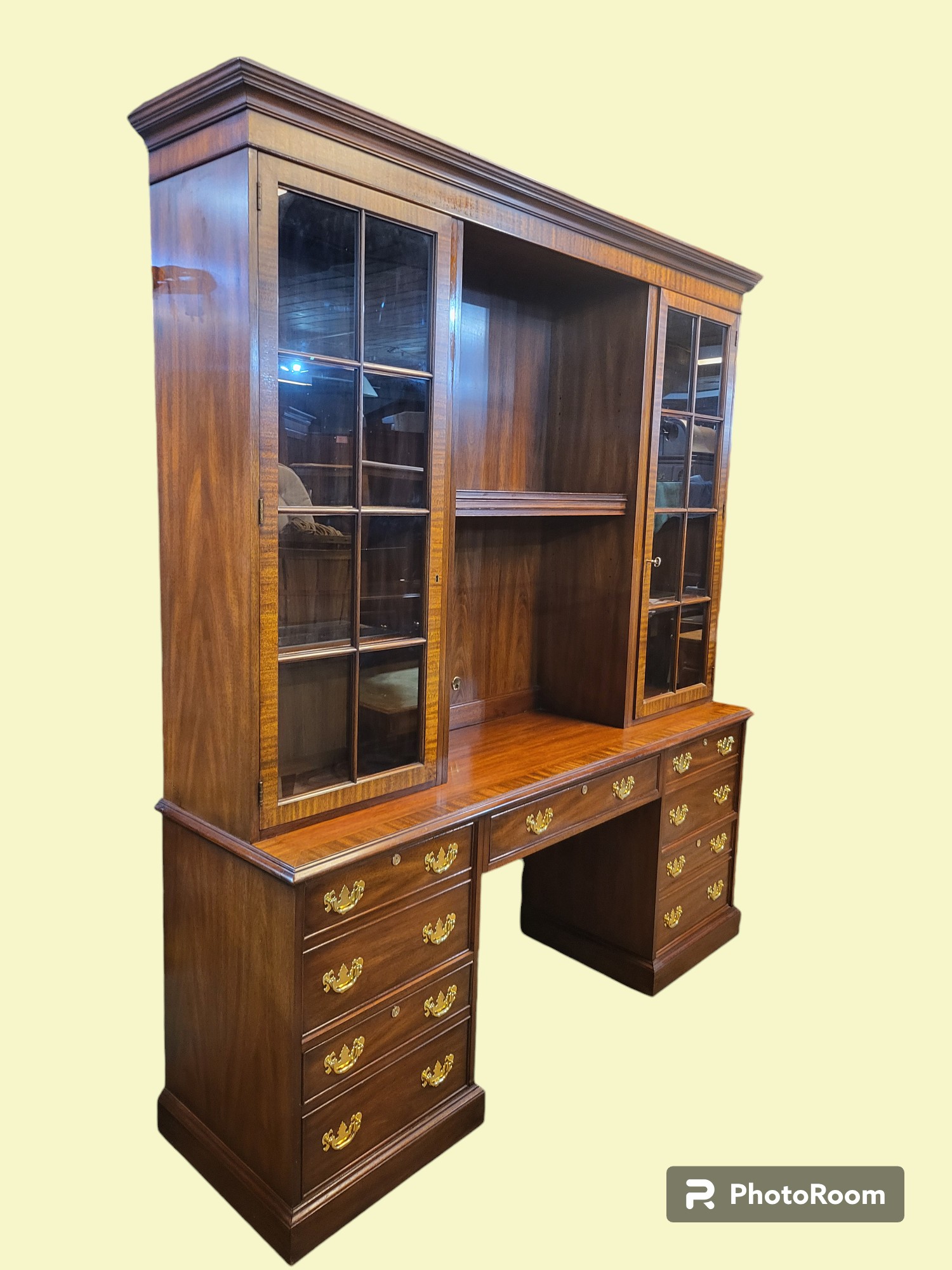 Large Henkel Harris / Moore Executive Mahogany Office / Bookcase ...
