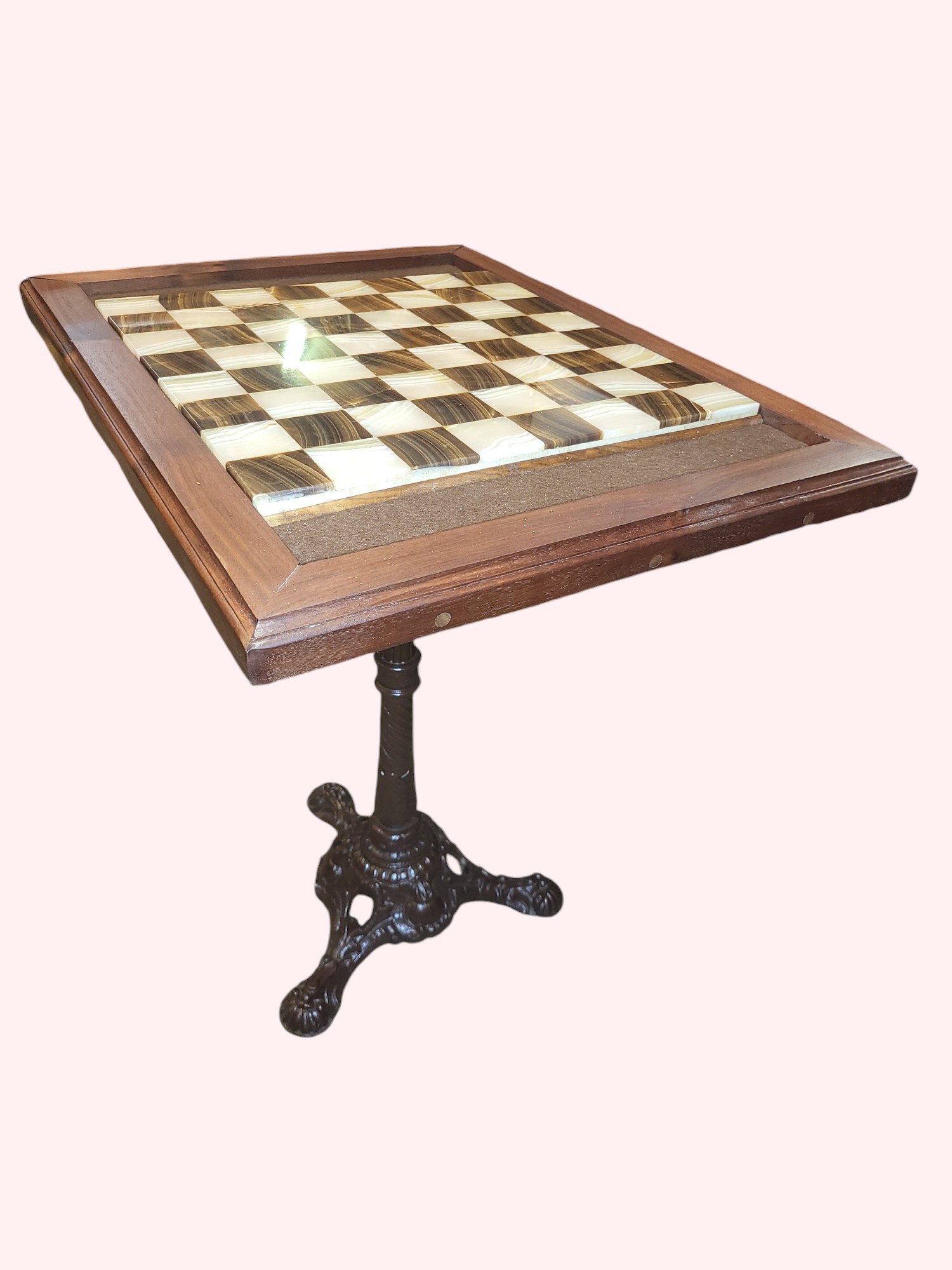 Handcrafted Mahogany Marble Chess Board / Game Table with Chess Pieces ...