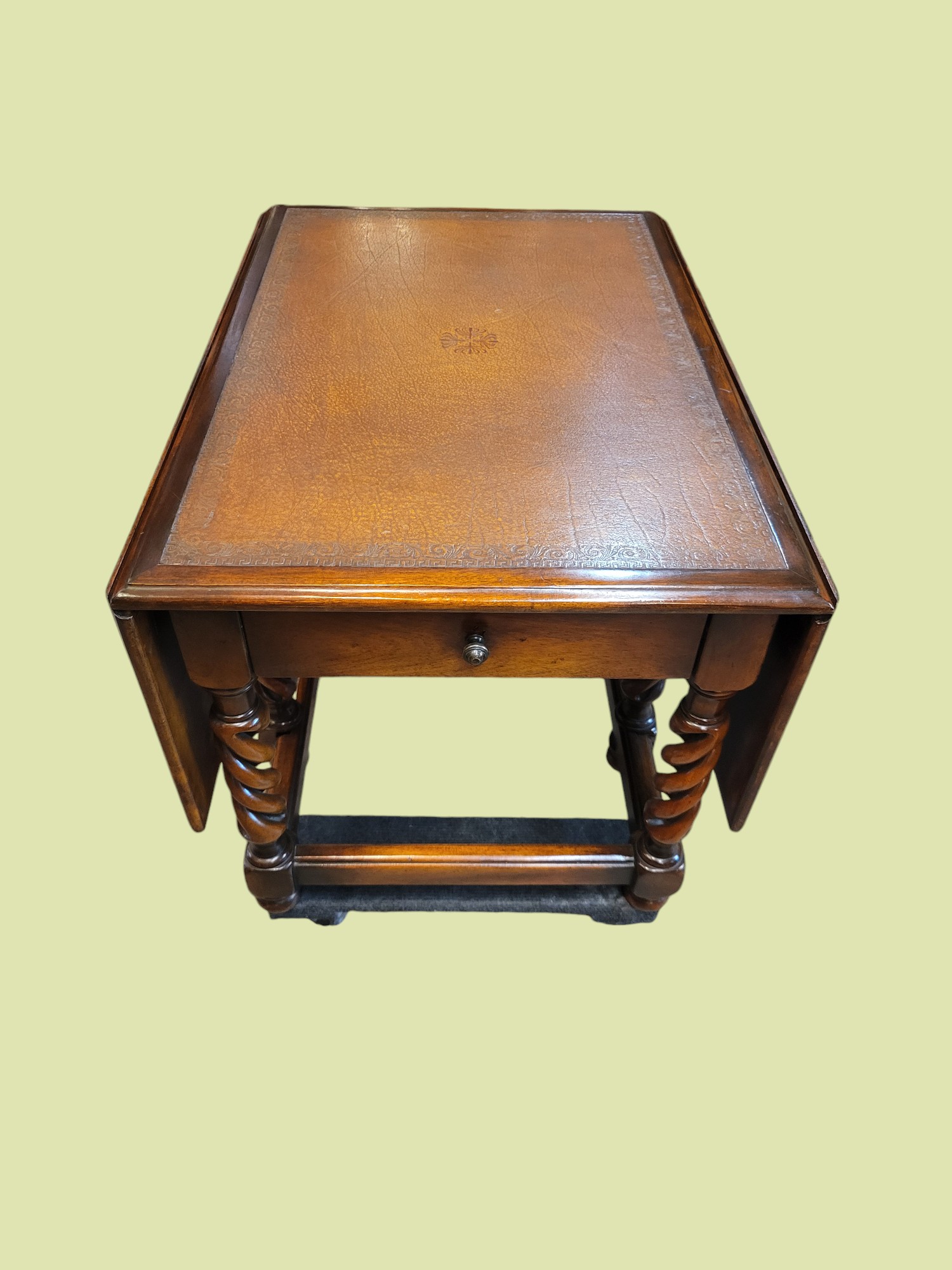 Theodore Alexander Mahogany Leather Top Drop Leaf Coffee Table - 2 ...
