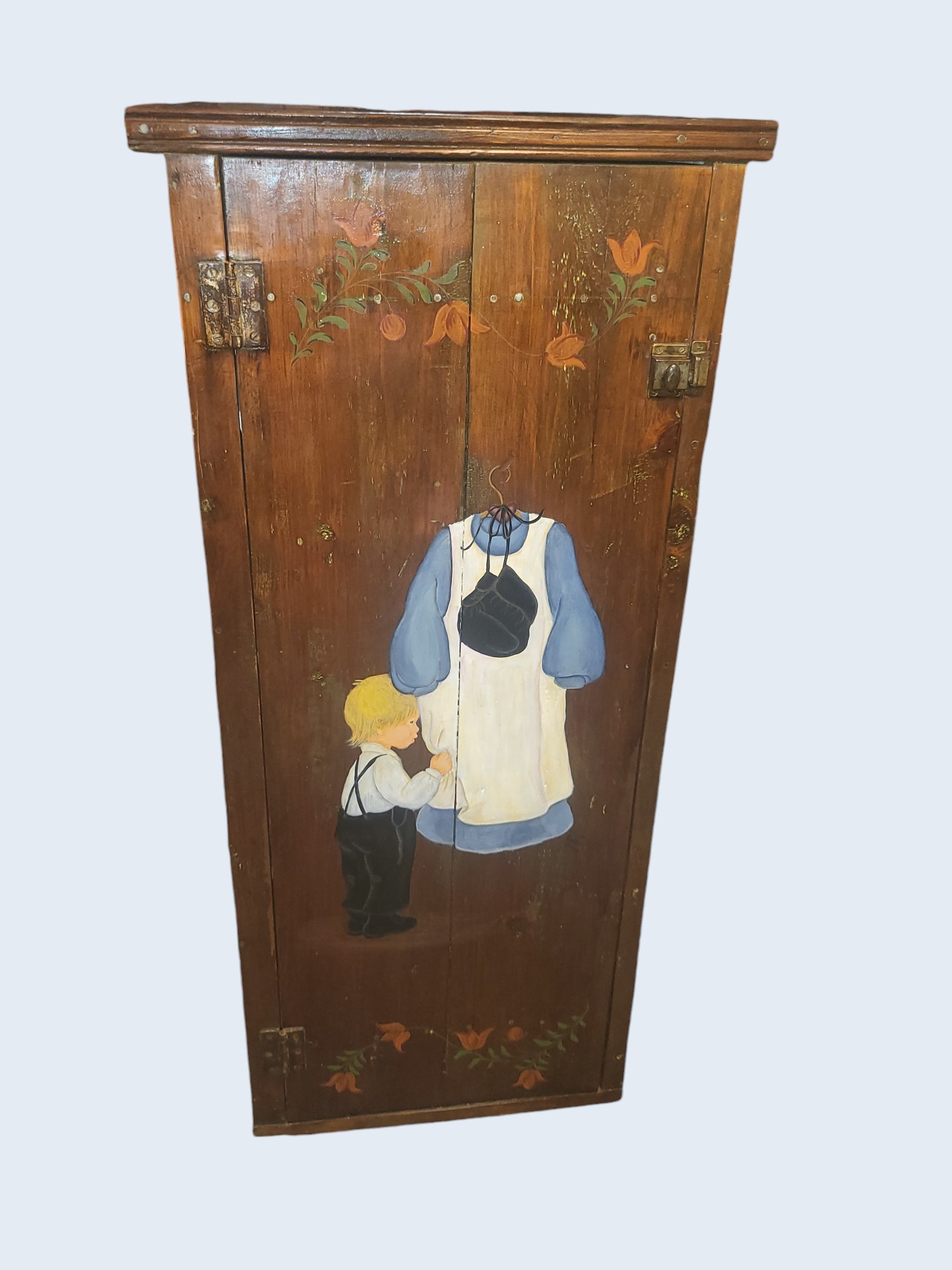Antique Amish Country / Primitive Hand Painted Cupboard - 3 Shelves ...