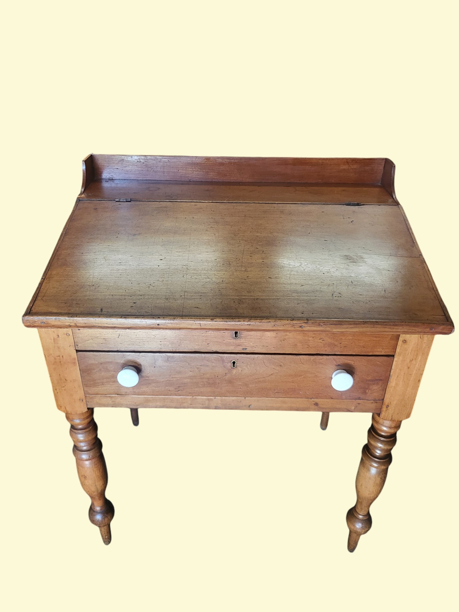 Antique Country Plantation Style Flip Top Single Drawer Desk - Long ...