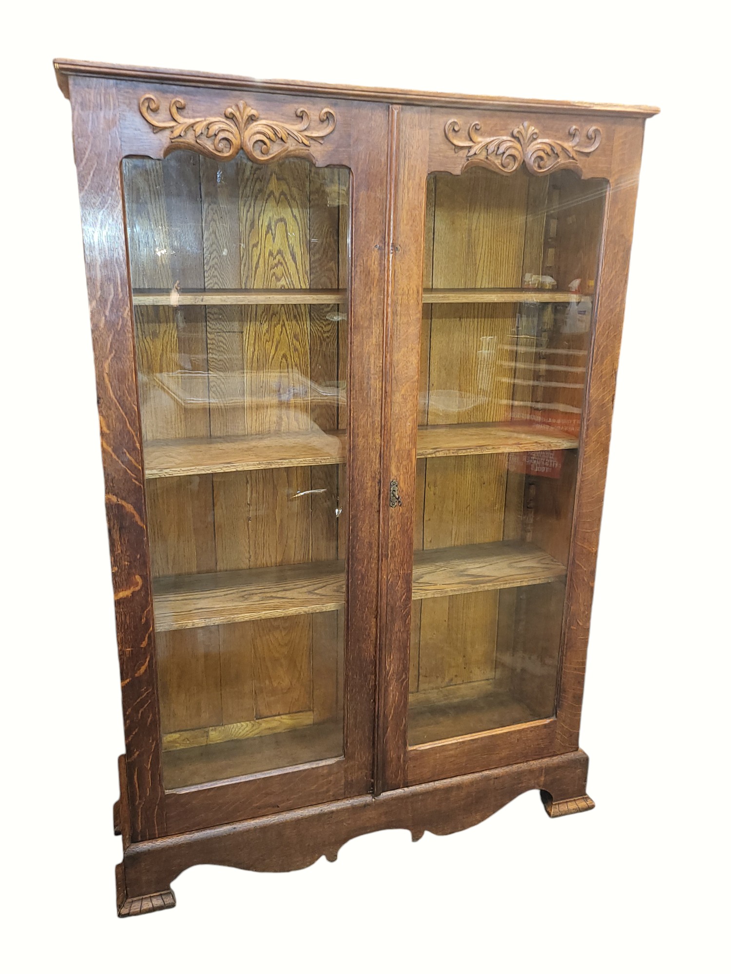 Antique Tiger Oak Quarter Sawn Hand Made Bookcase with Double Glass ...