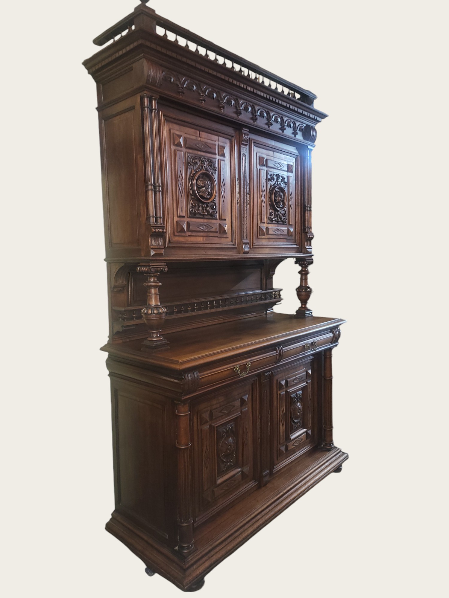 Antique European 19th Century Heavily Carved Walnut Country Cupboard ...