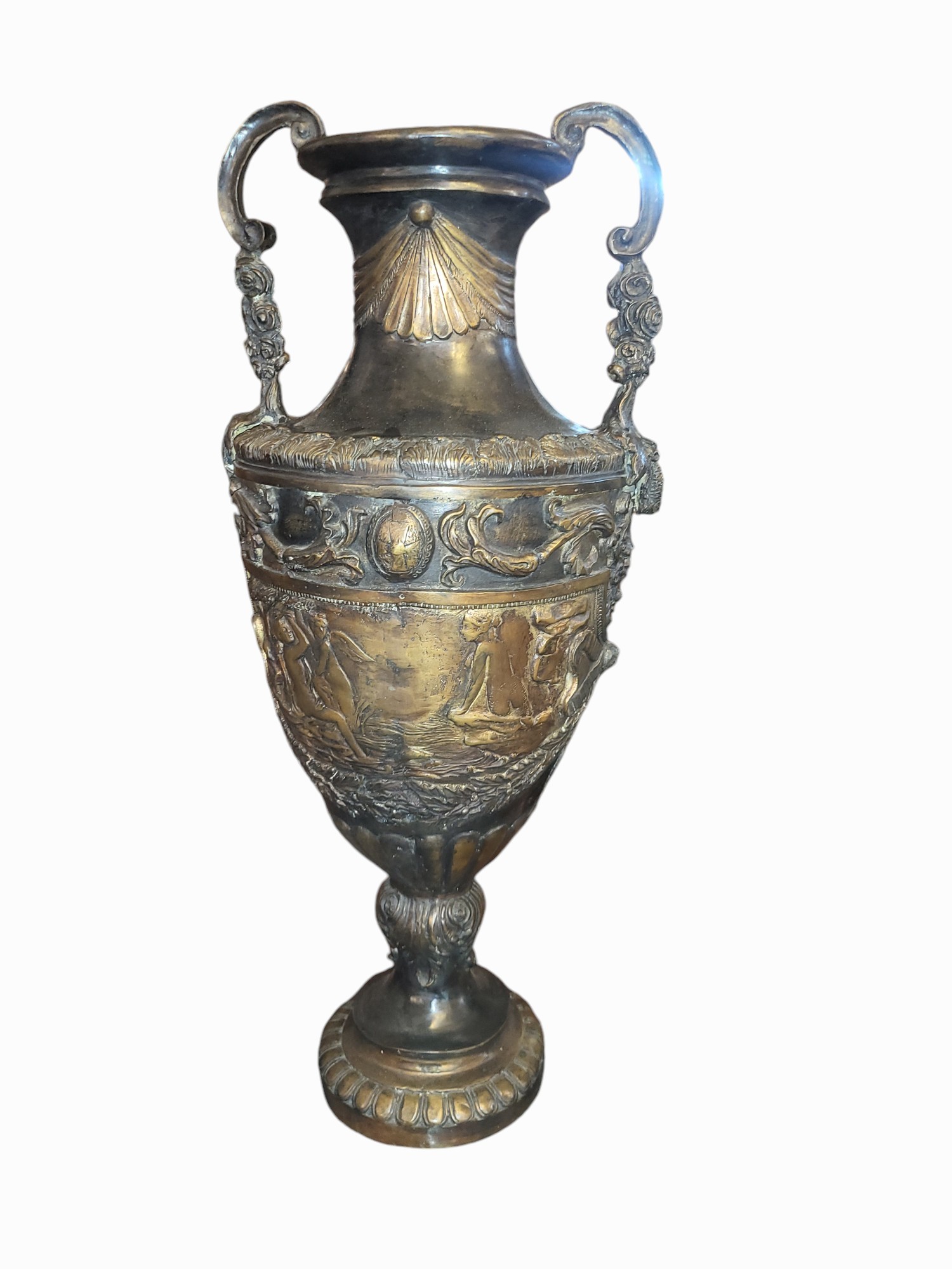 Antique Large Bronze Double Handled Urn with Neo Classical Designs ...