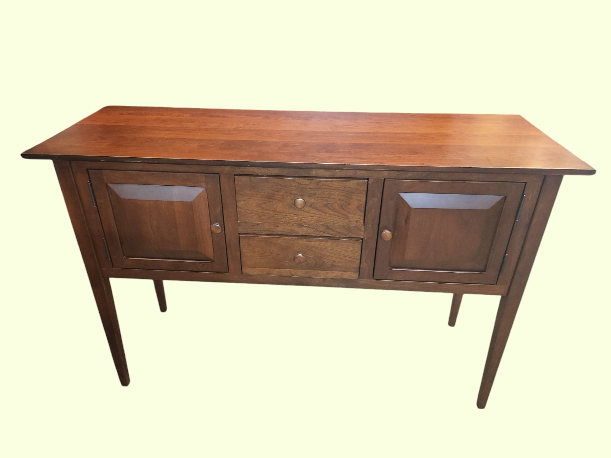 Amish Made Handcrafted Solid Cherry Buffet / Server - 2 Cabinets and 2 Shelves - Long Valley Traders