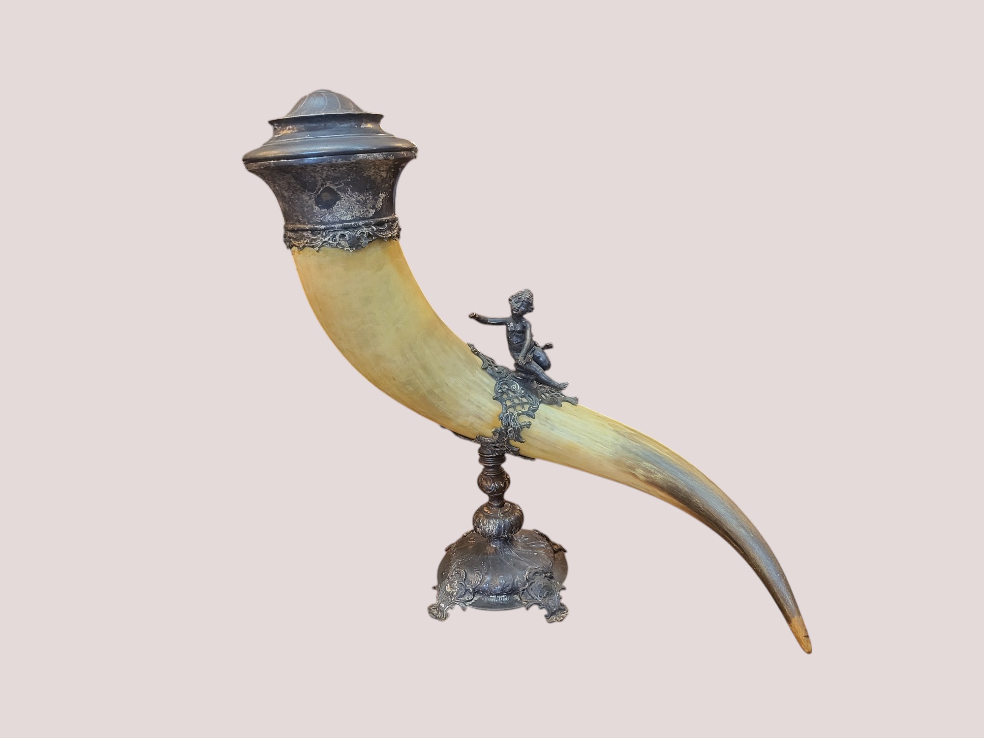 Large Handcrafted Decorative Silver Plated Drinking Horn - Long Valley ...