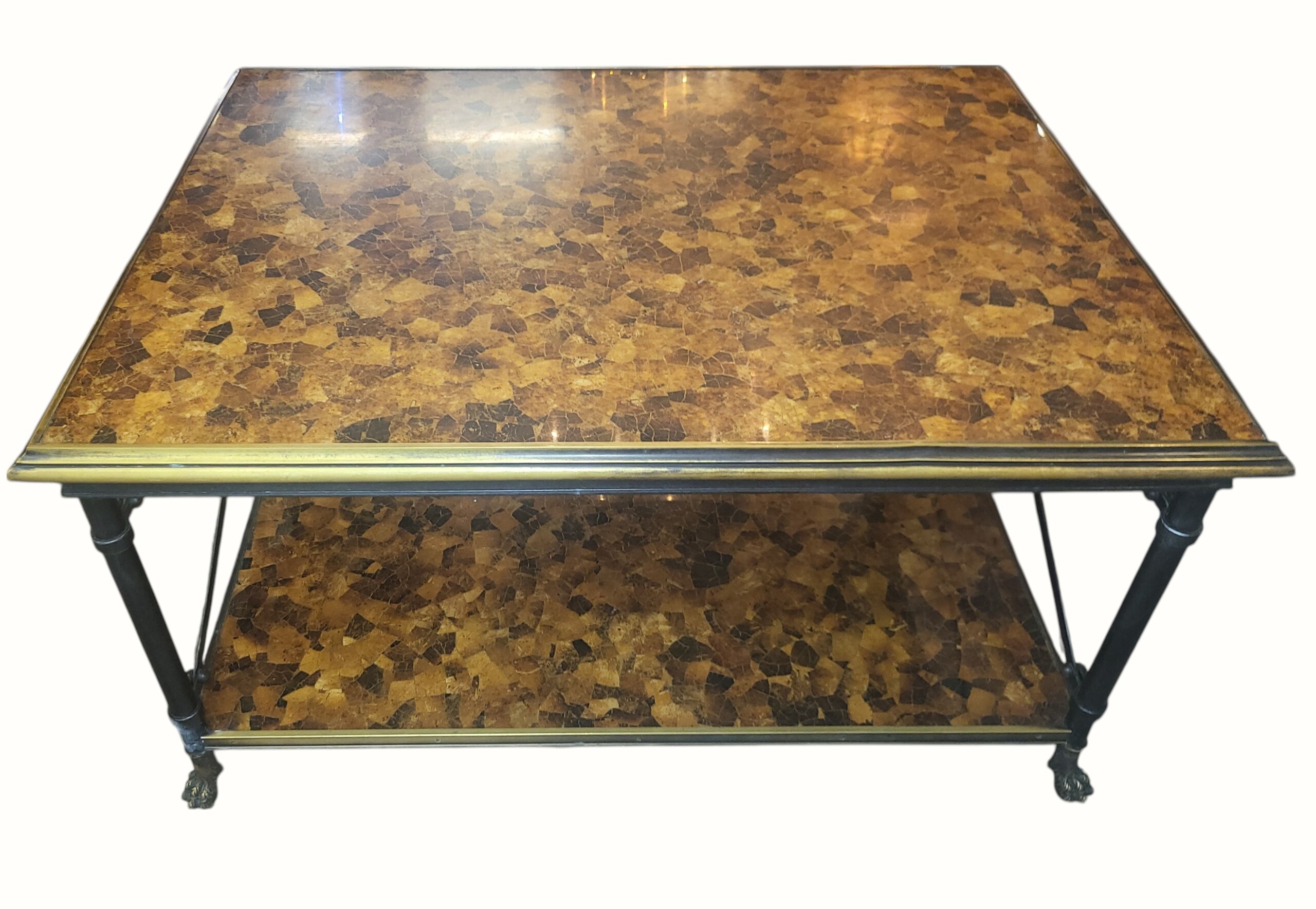 Large Theodore Alexander Tortoise Shell Inlay Iron and Bronze 2-Tier ...