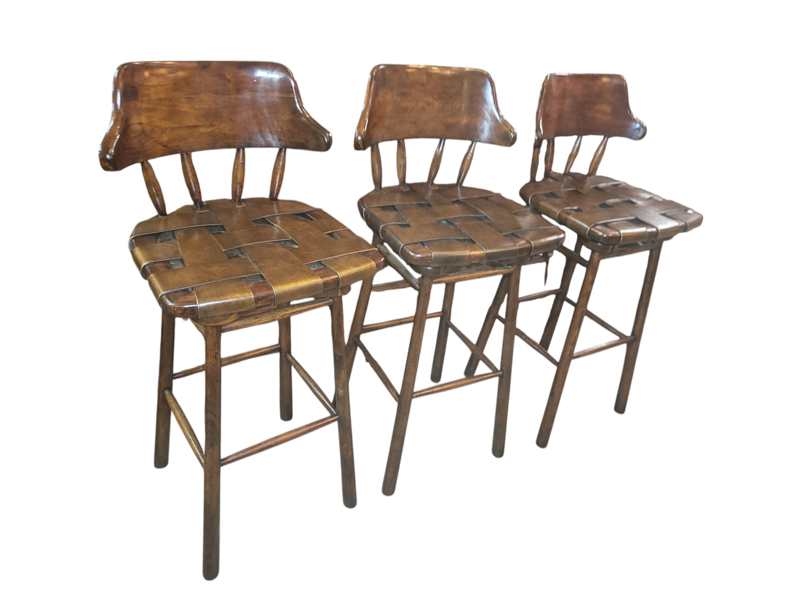 3 Jonathan Charles Mahogany & Leather Bar Stools - High Quality ...
