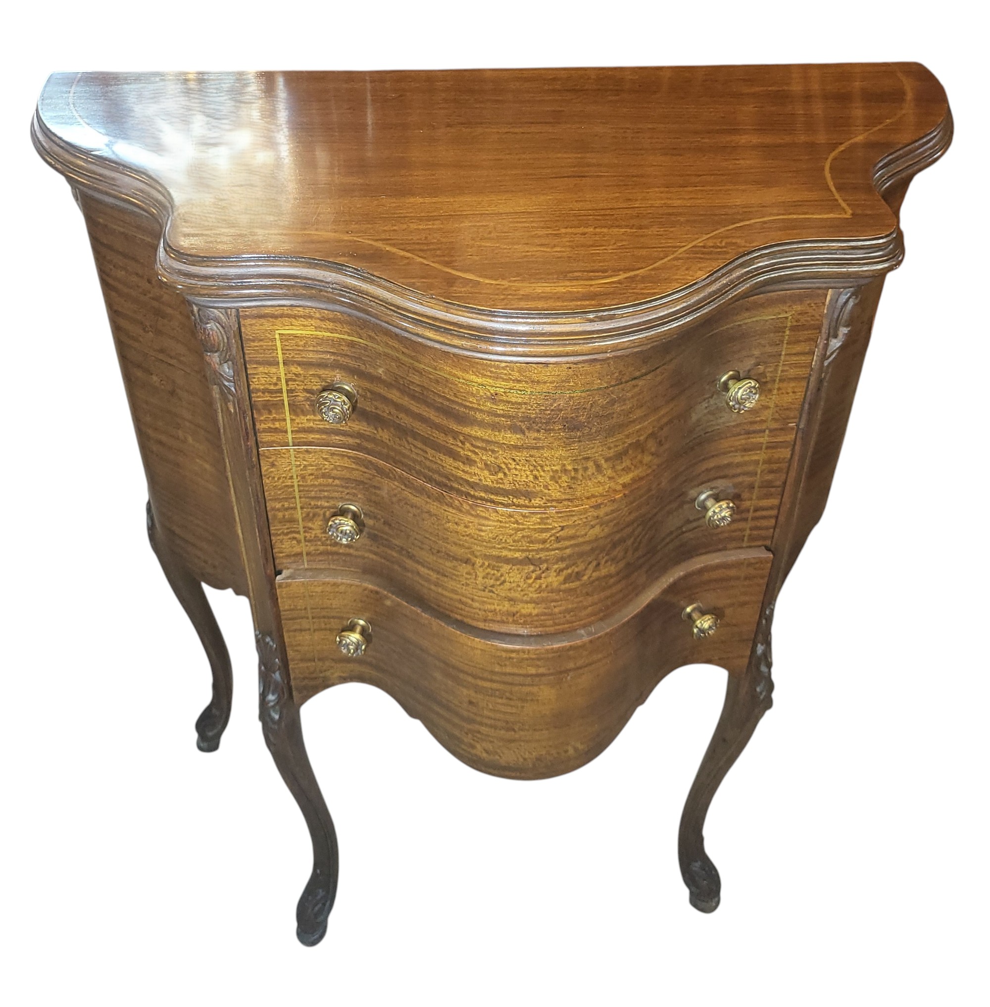 Vintage Antique Reproduction 3 Drawer Side Table / Nightstand with ...
