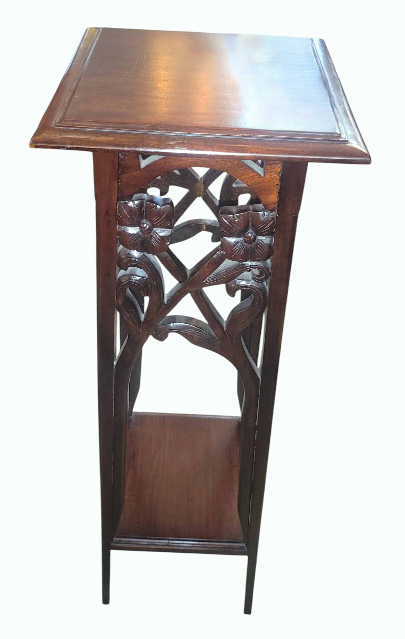 Designer Mahogany Tall Hand Carved Plant Stand - Long Valley Traders