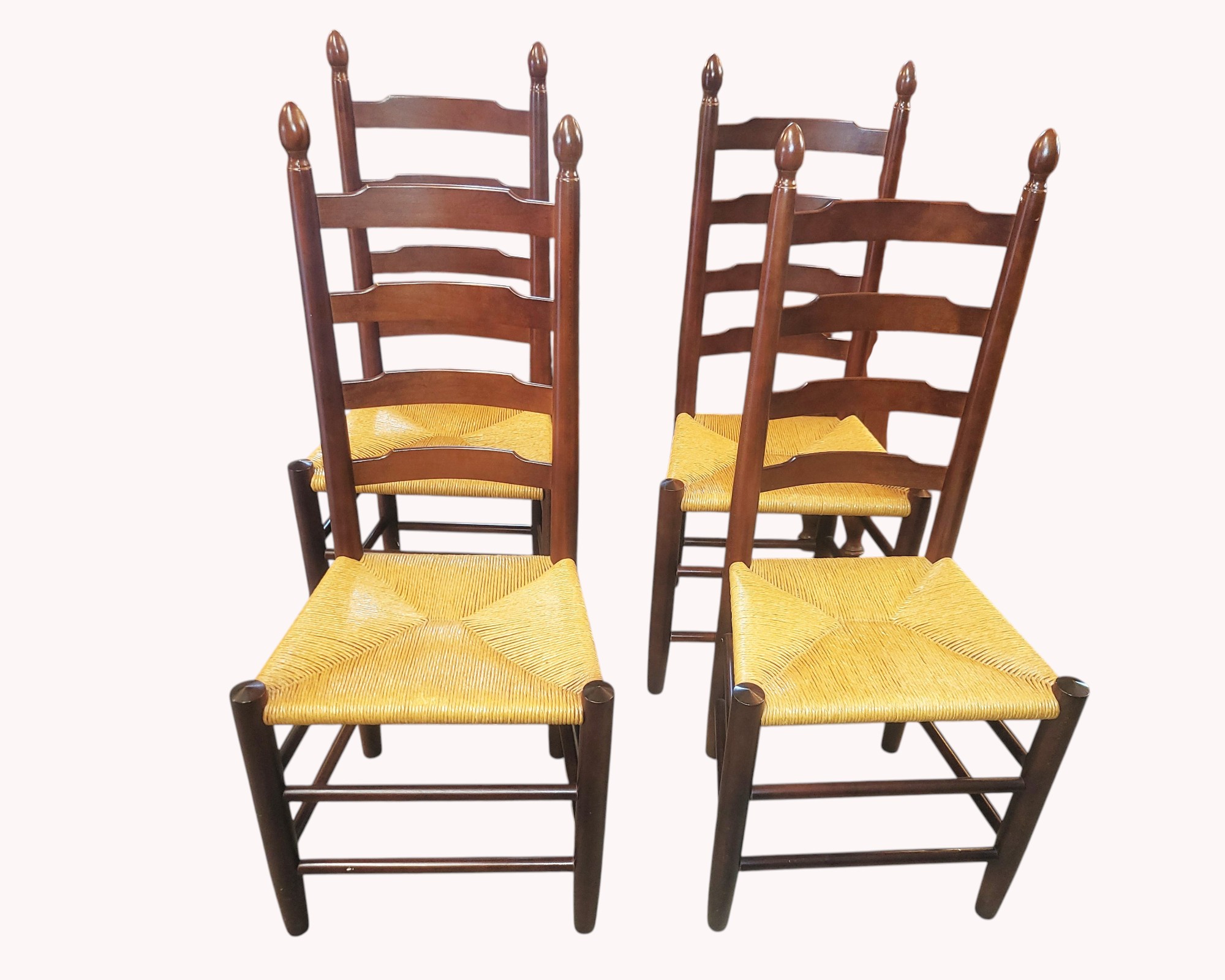 4 Clore Hand Crafted Furniture Dark Cherry Ladderback Dining Chairs ...