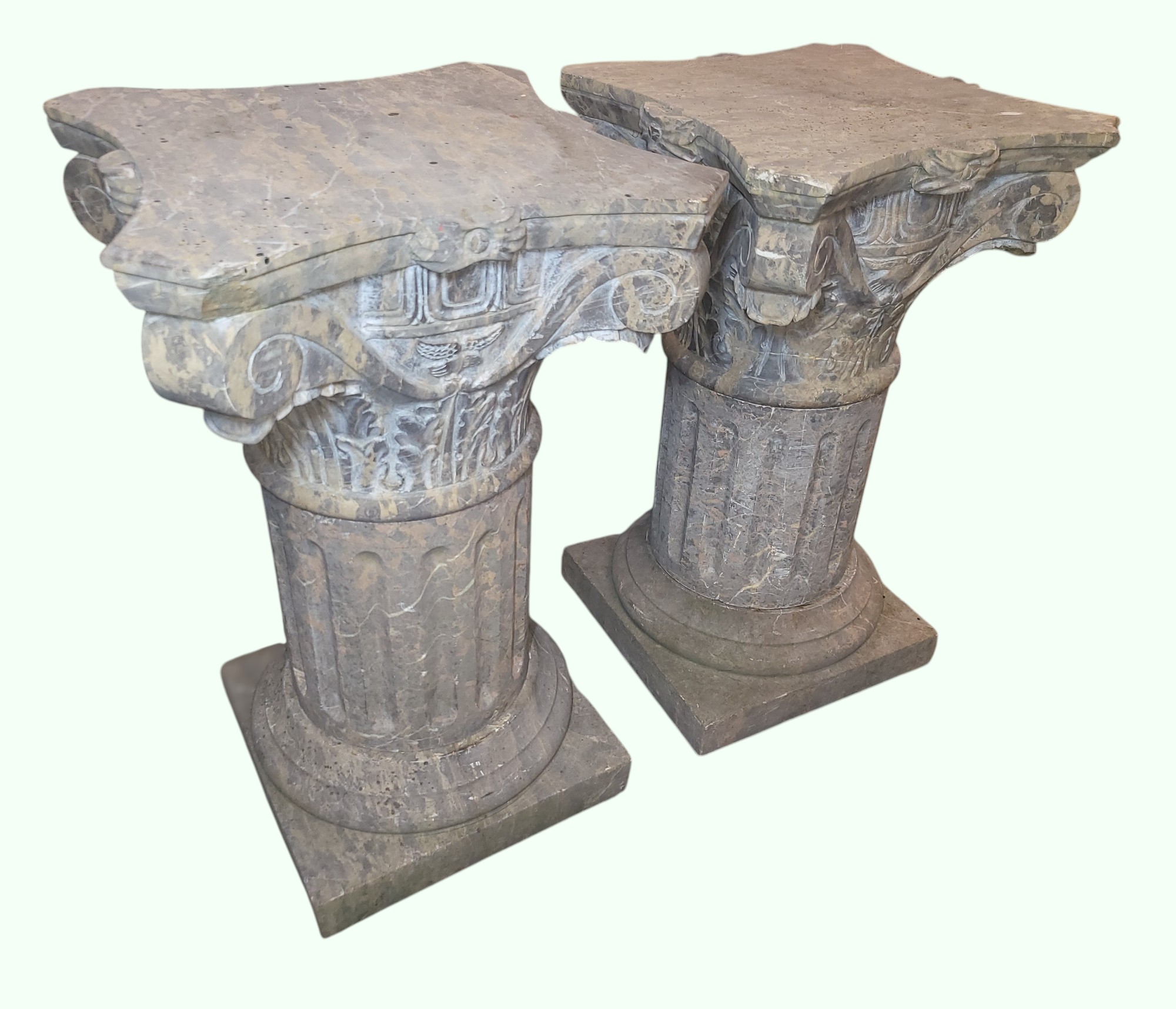 2 Large Outdoor Marble Column and Scroll Design Statuary/Statue/Display ...