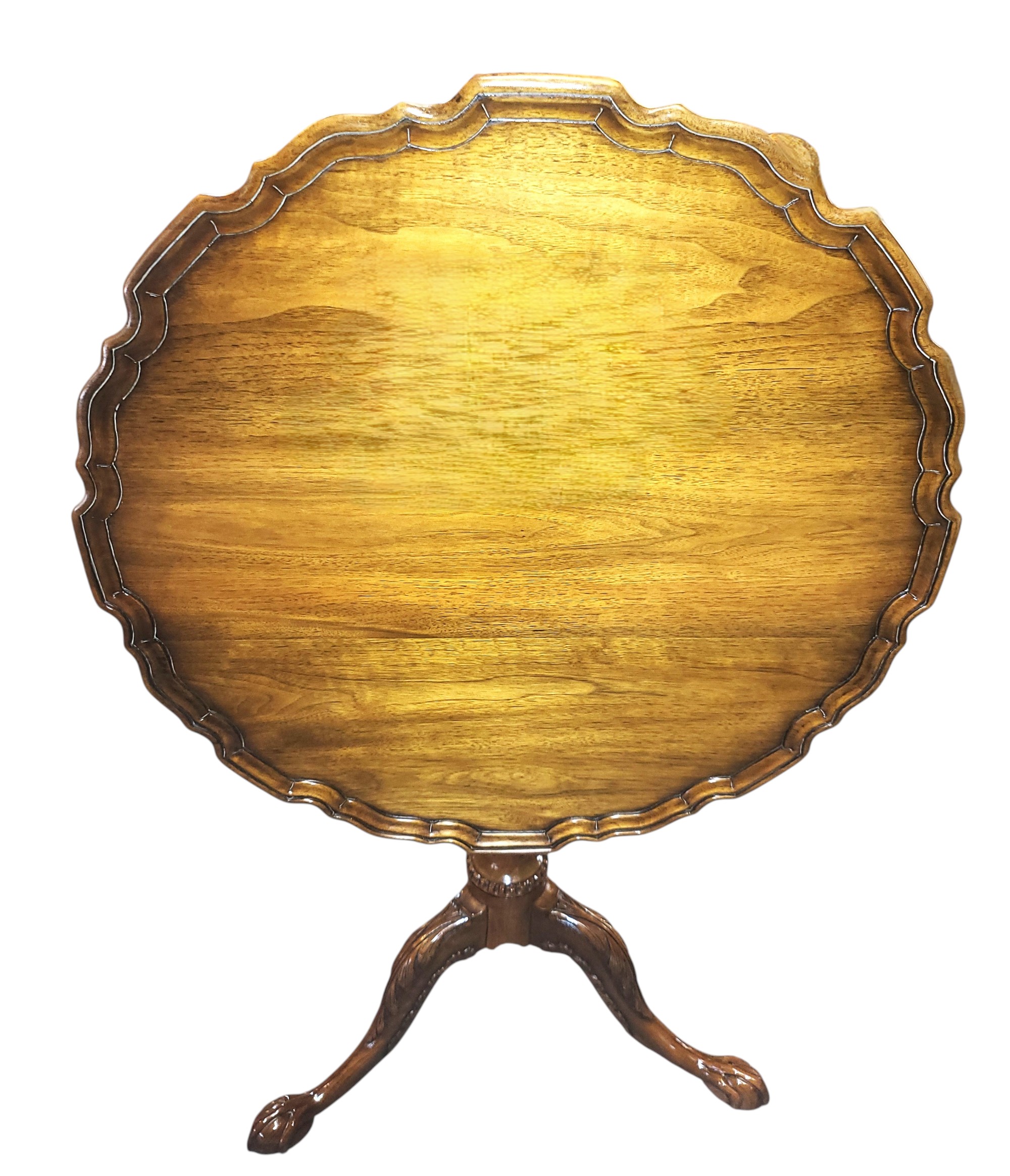 Henkel Harris Walnut Tilt Top Pie Crust Side Table - Long Valley Traders