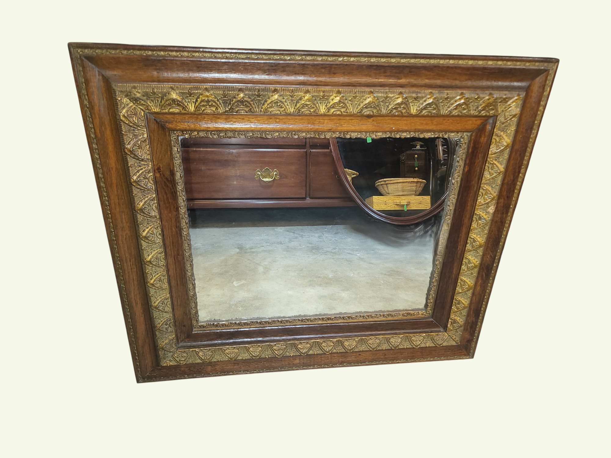 Antique 1800's Gold Gilded Oak Frame Mirror - Long Valley Traders