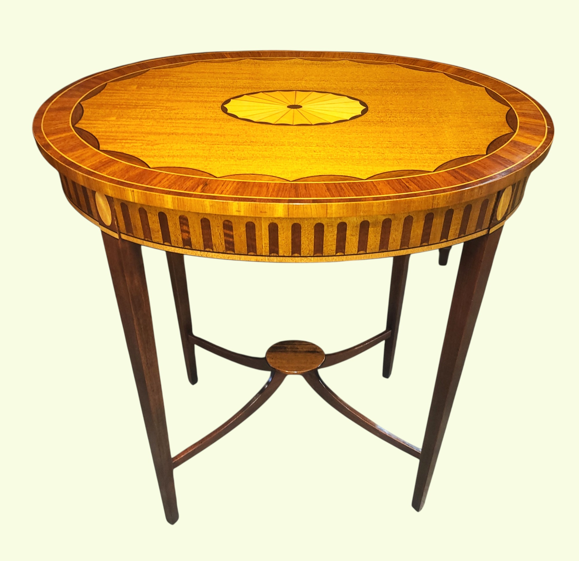 Federal Style Mahogany / Mixed Wood Oval End Table - Amazing Inlay ...