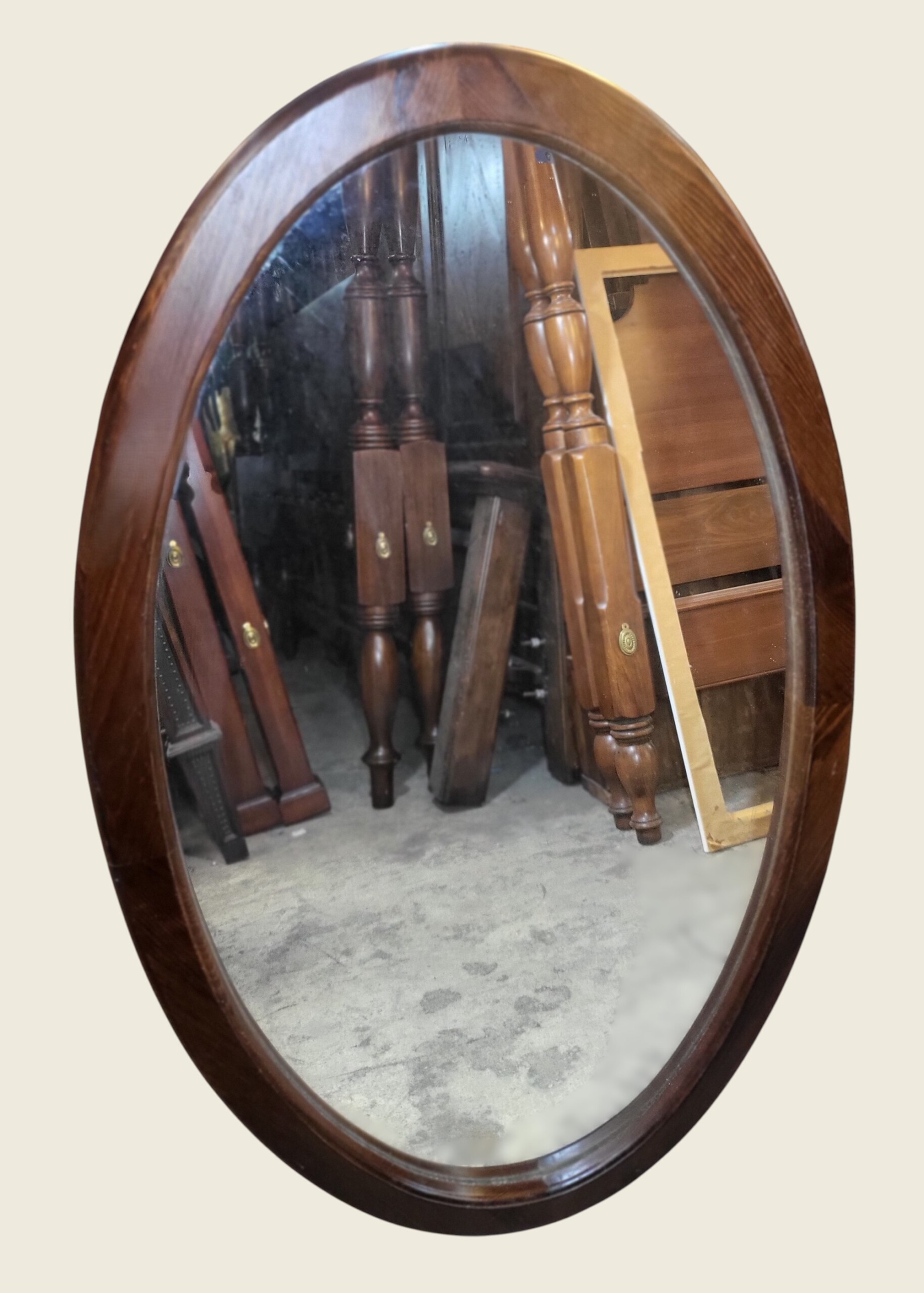 Solid Pine Oval Wall Mirror - 39.5" x 23" - Long Valley Traders