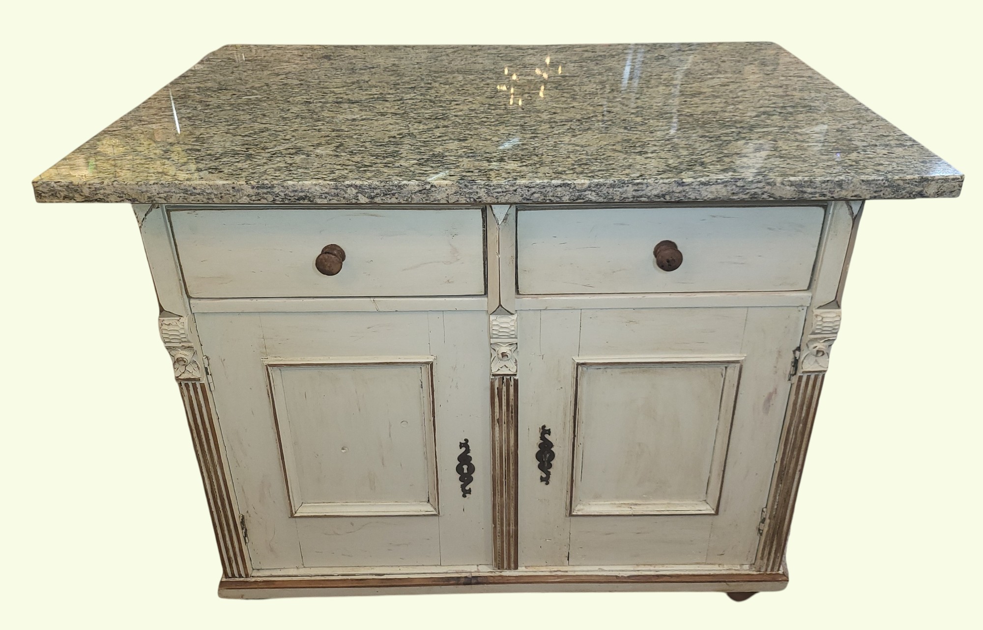 Antique Distressed Style Server Restored into a Granite Top Kitchen ...
