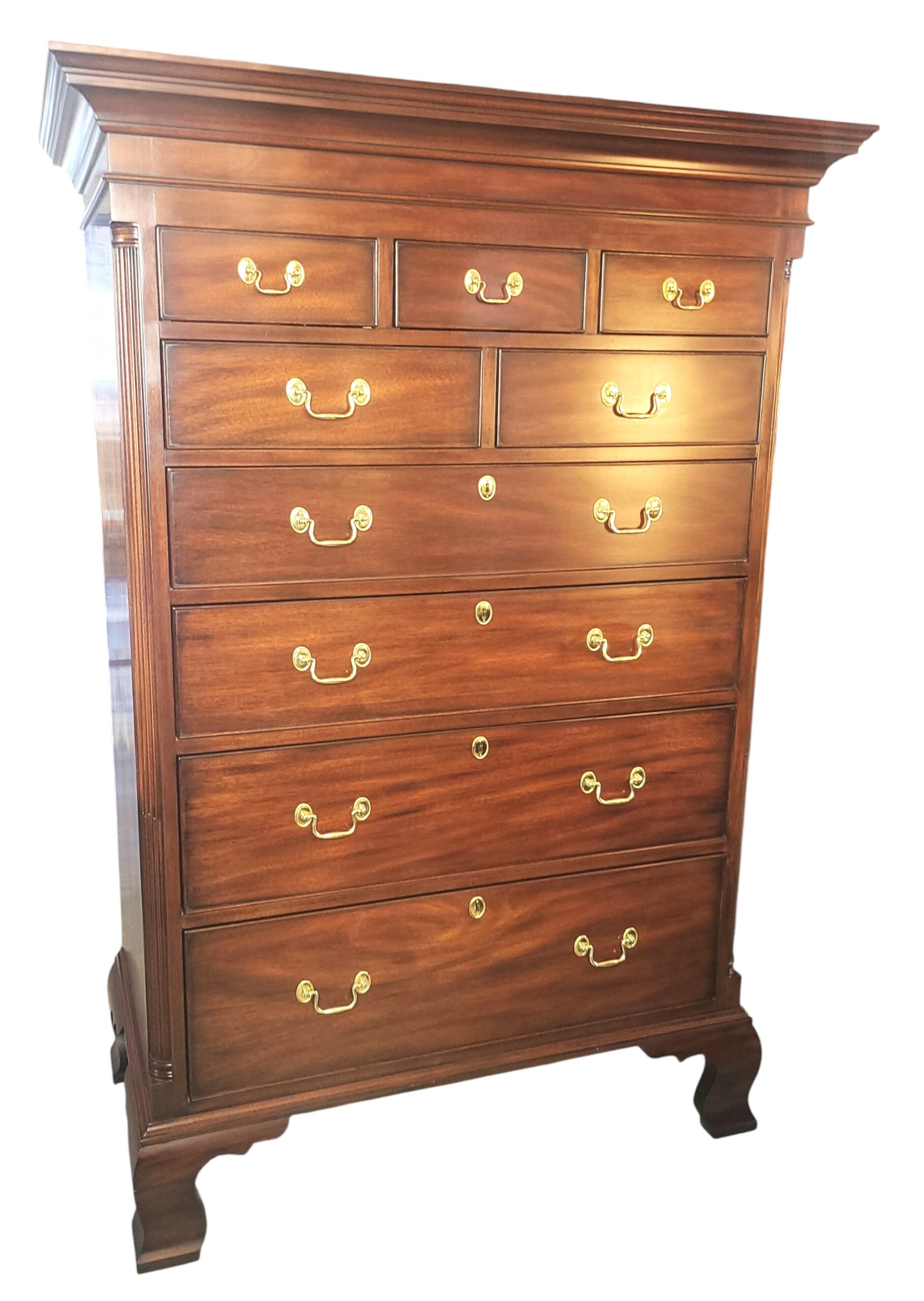 Tall Henkel Harris 9 Drawer Mahogany Dresser - Long Valley Traders
